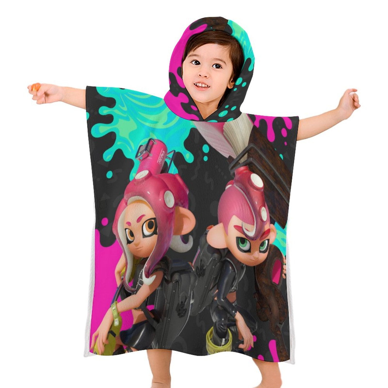Splatoon Hooded Towel for Kids - Toddler Bath Towel Kids Beach Towel ...