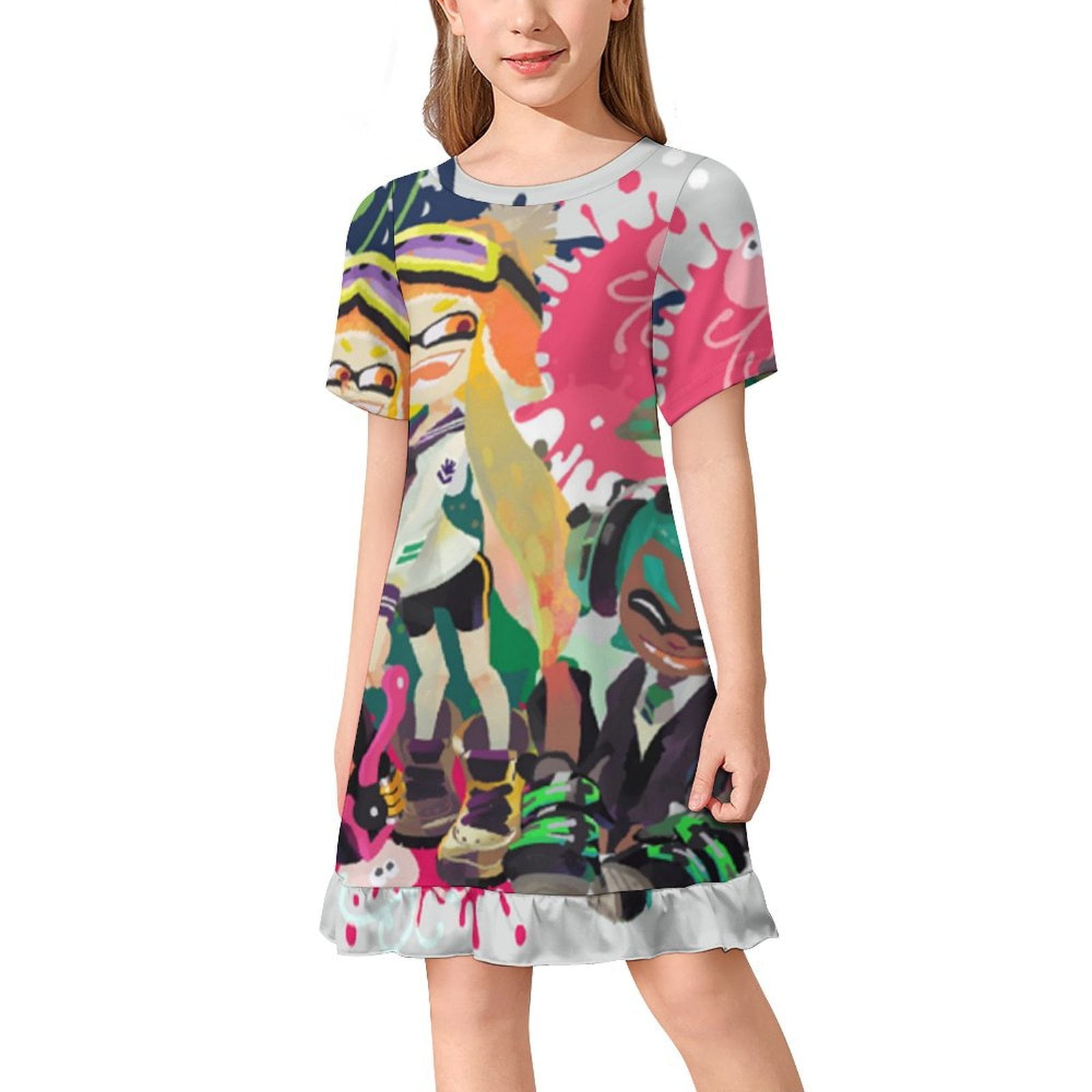 Splatoon Ink Splatter Children's Short Sleeved Dress 3D Printed ...