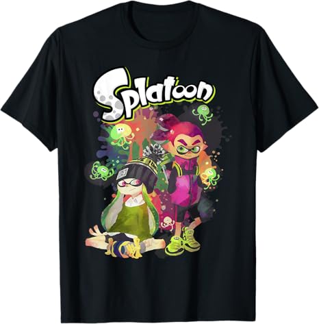 Splatoon Inkling Duo Paint Splatter Poster T-Shirt - Walmart.com
