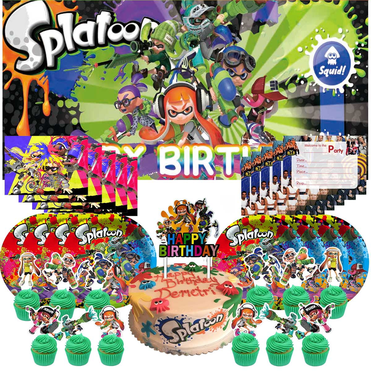Splatoon Invitation Cards Invite Party Supplies Decor Decorations ...