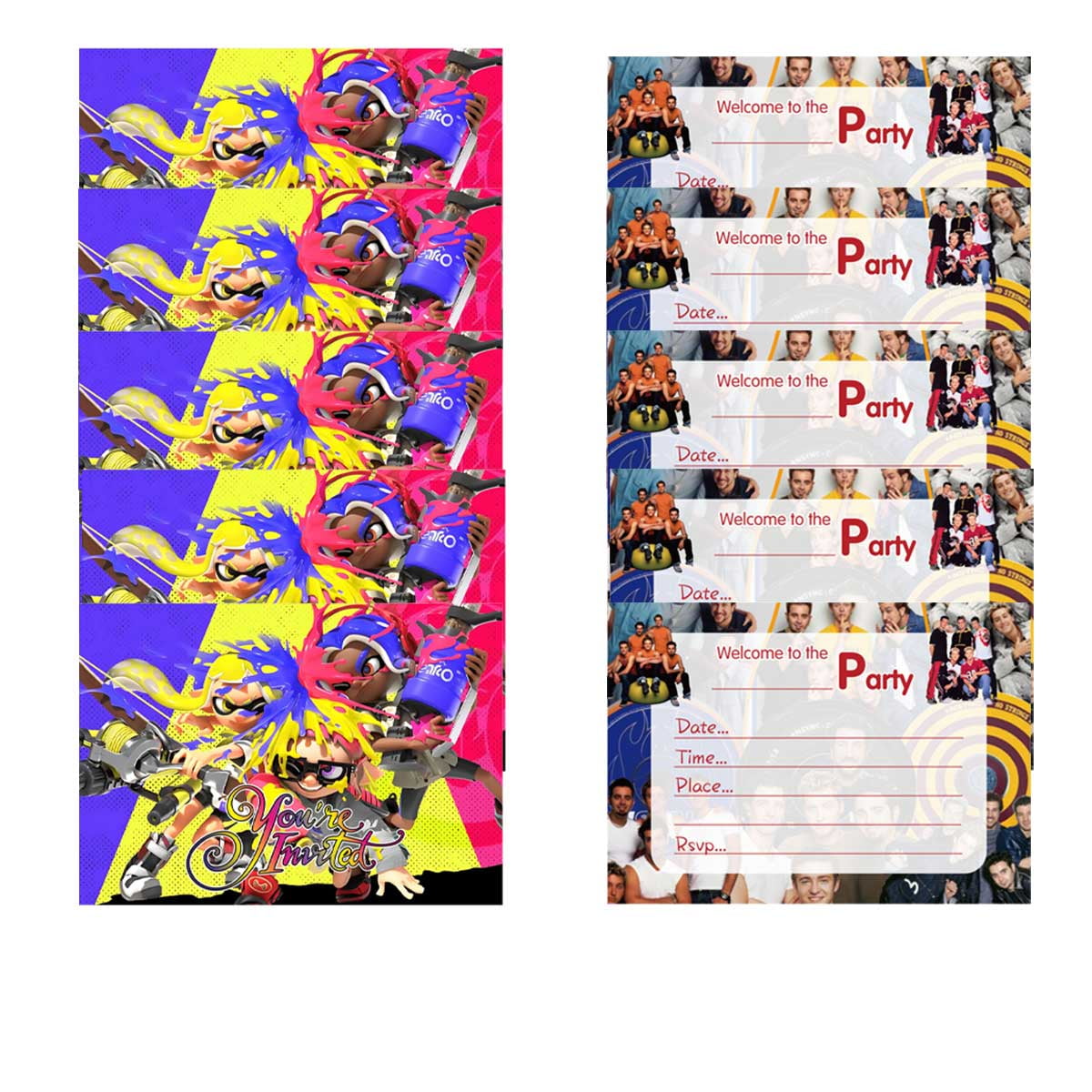 Splatoon Invitations Cards Stock Bulk Birthday Invite Fill-in Party ...
