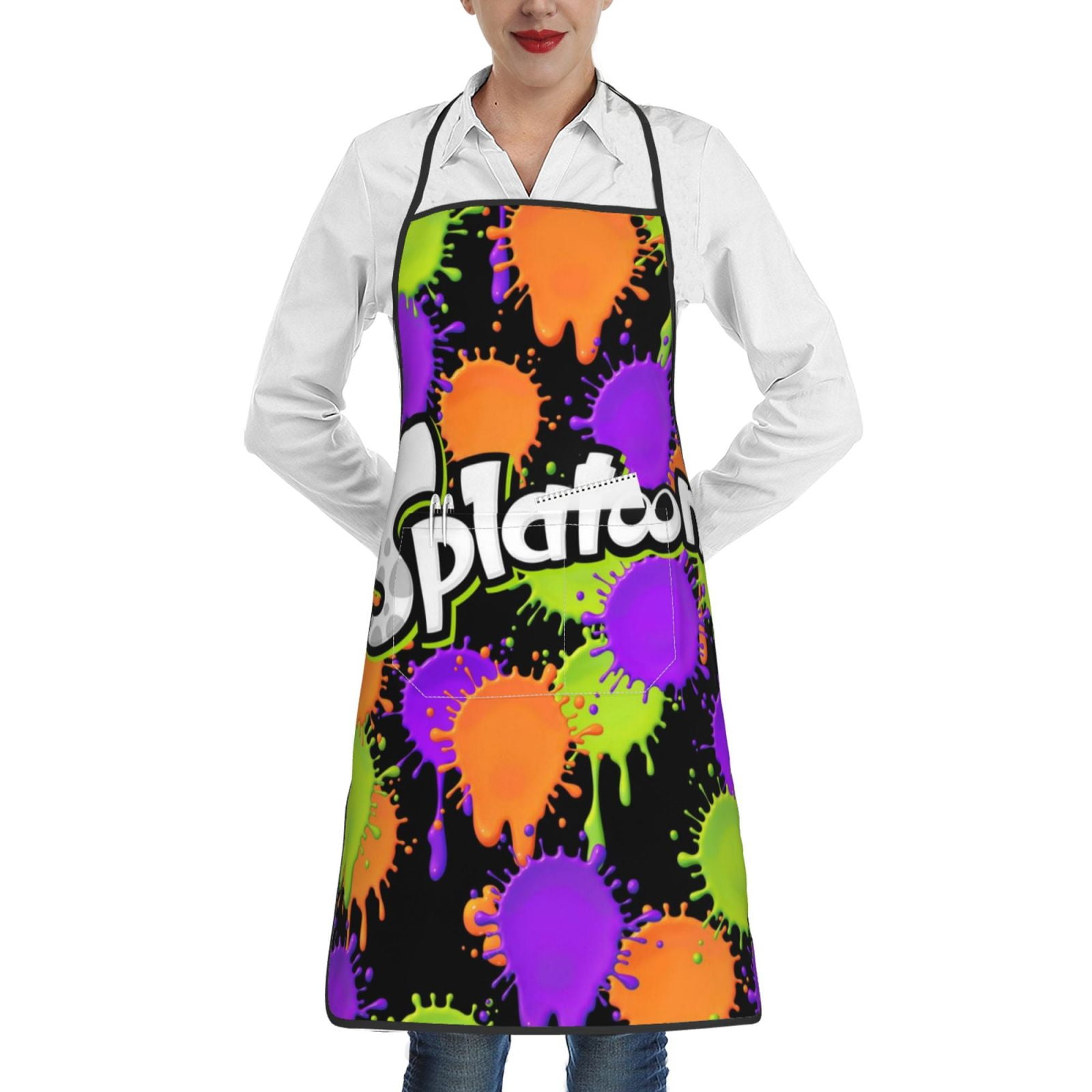 Splatoon Kitchen Cooking Aprons, Adjustable Bib Soft Chef Apron with 2 ...