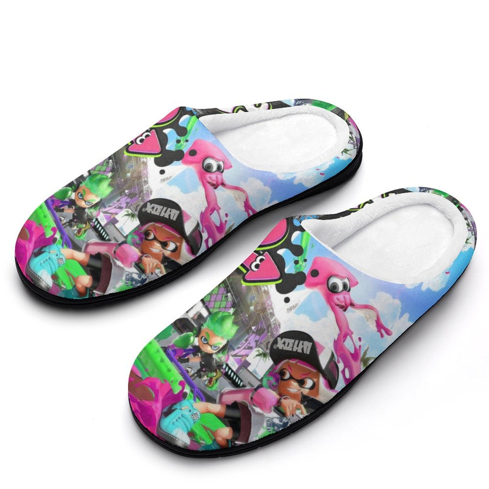 Splatoon Mens Cozy Memory Foam Slippers Slip On Warm House Shoes Indoor ...