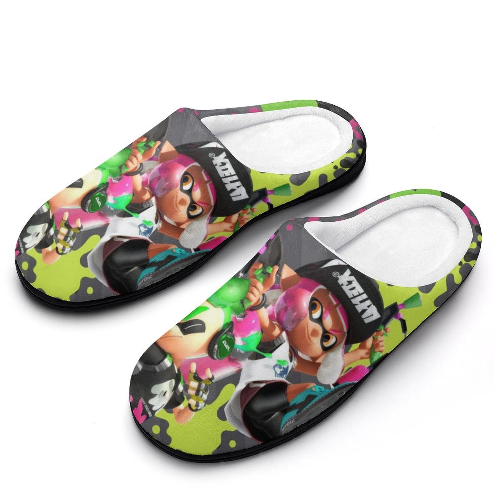 Splatoon Mens Cozy Memory Foam Slippers Slip On Warm House Shoes Indoor ...