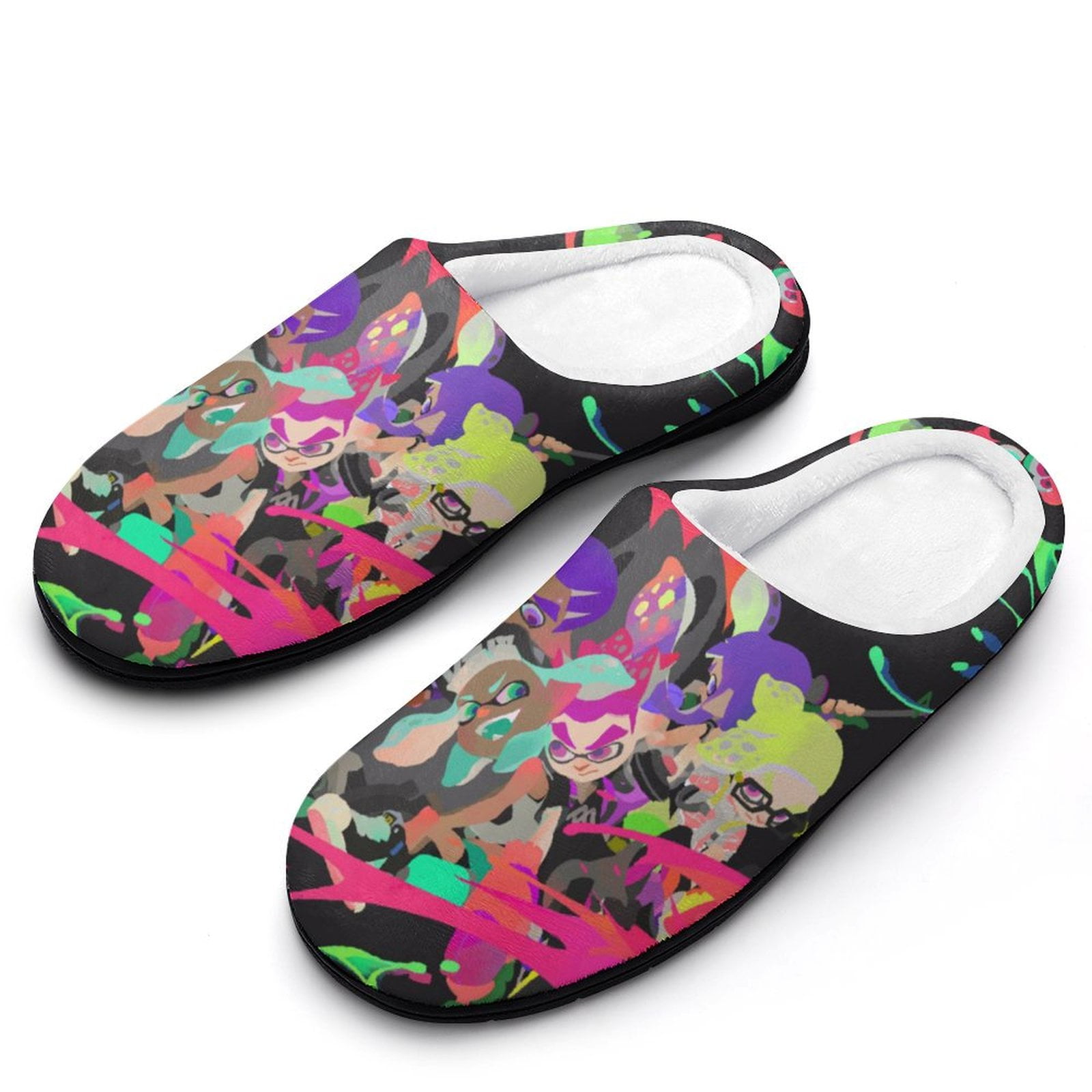 Splatoon Mens Cozy Memory Foam Slippers Slip On Warm House Shoes Indoor ...