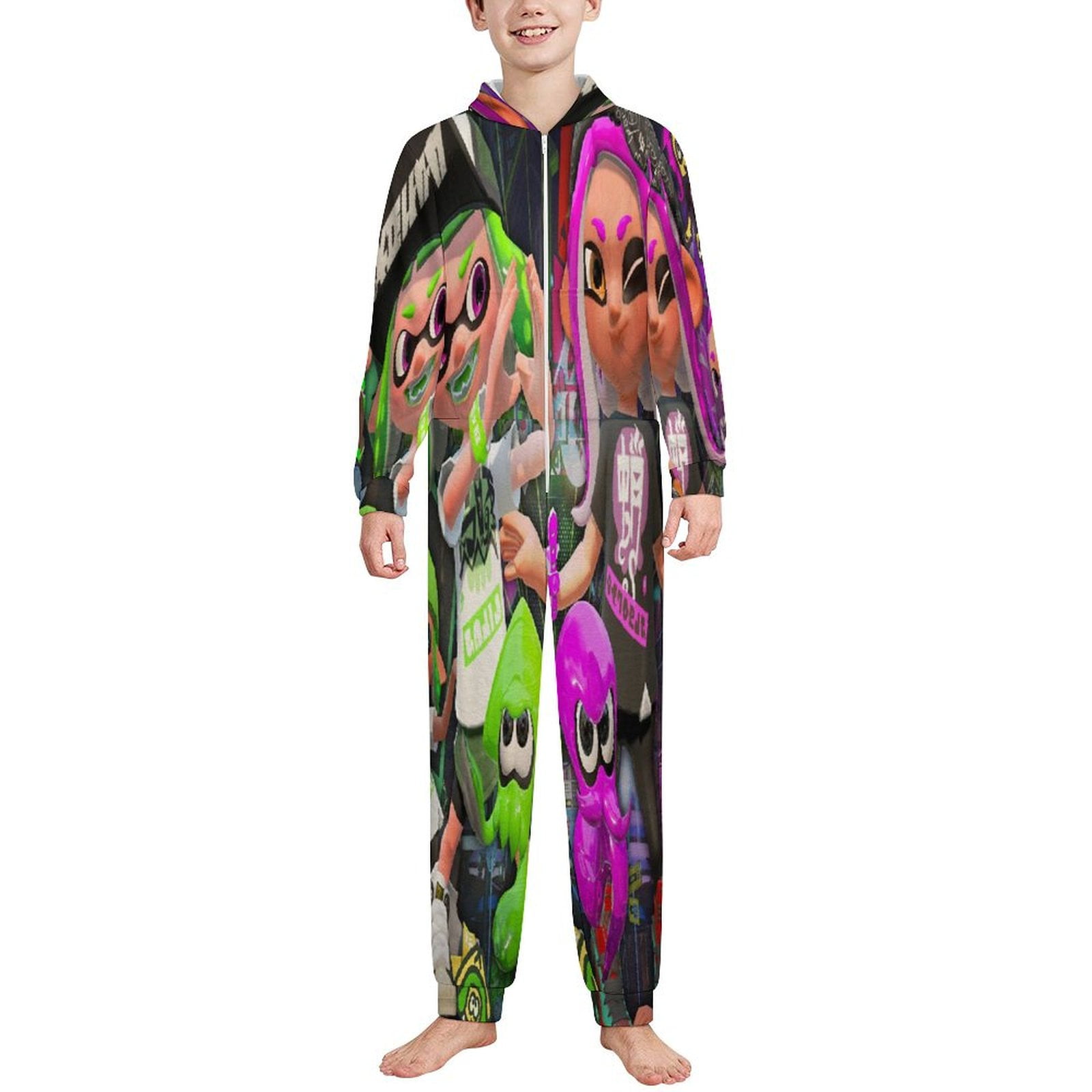 Splatoon One Piece Pajama Hooded Union Suit PJs Sleepwear - Walmart.com