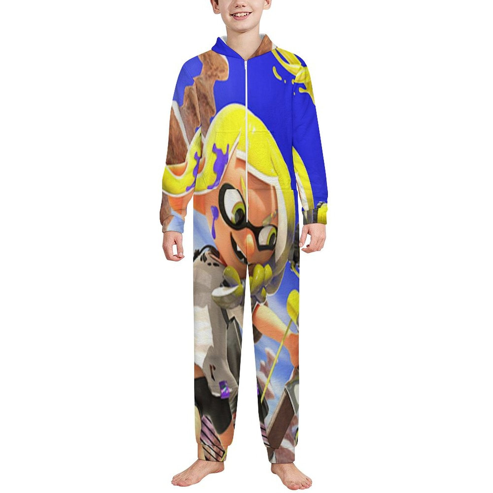 Splatoon One Piece Pajama Hooded Union Suit PJs Sleepwear - Walmart.com