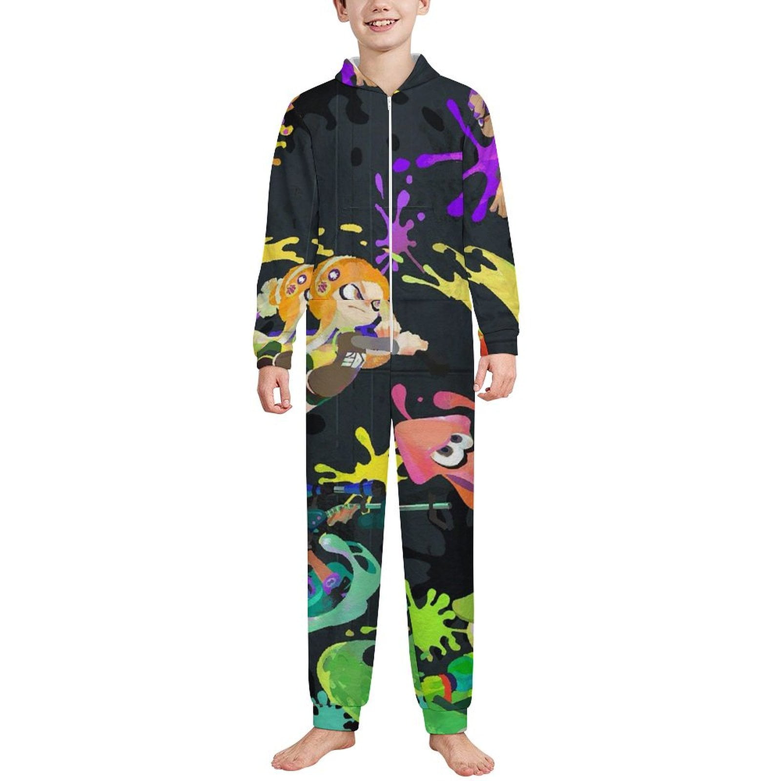 Splatoon One Piece Pajama Hooded Union Suit PJs Sleepwear - Walmart.com