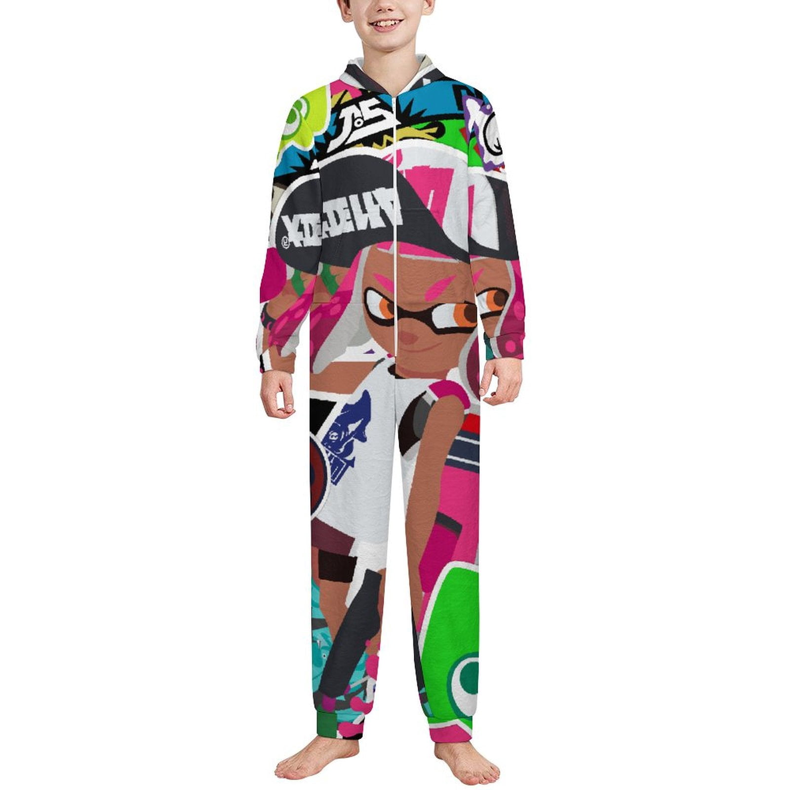 Splatoon One Piece Pajama Hooded Union Suit PJs Sleepwear - Walmart.com