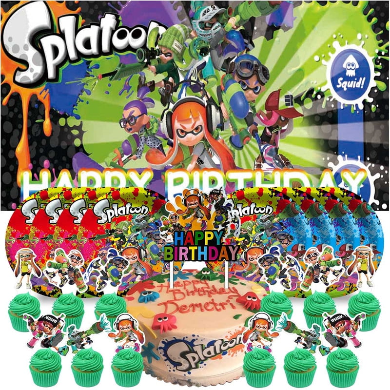 Splatoon Plates Birthday Supplies Decorations Decor Backdrop Banner ...