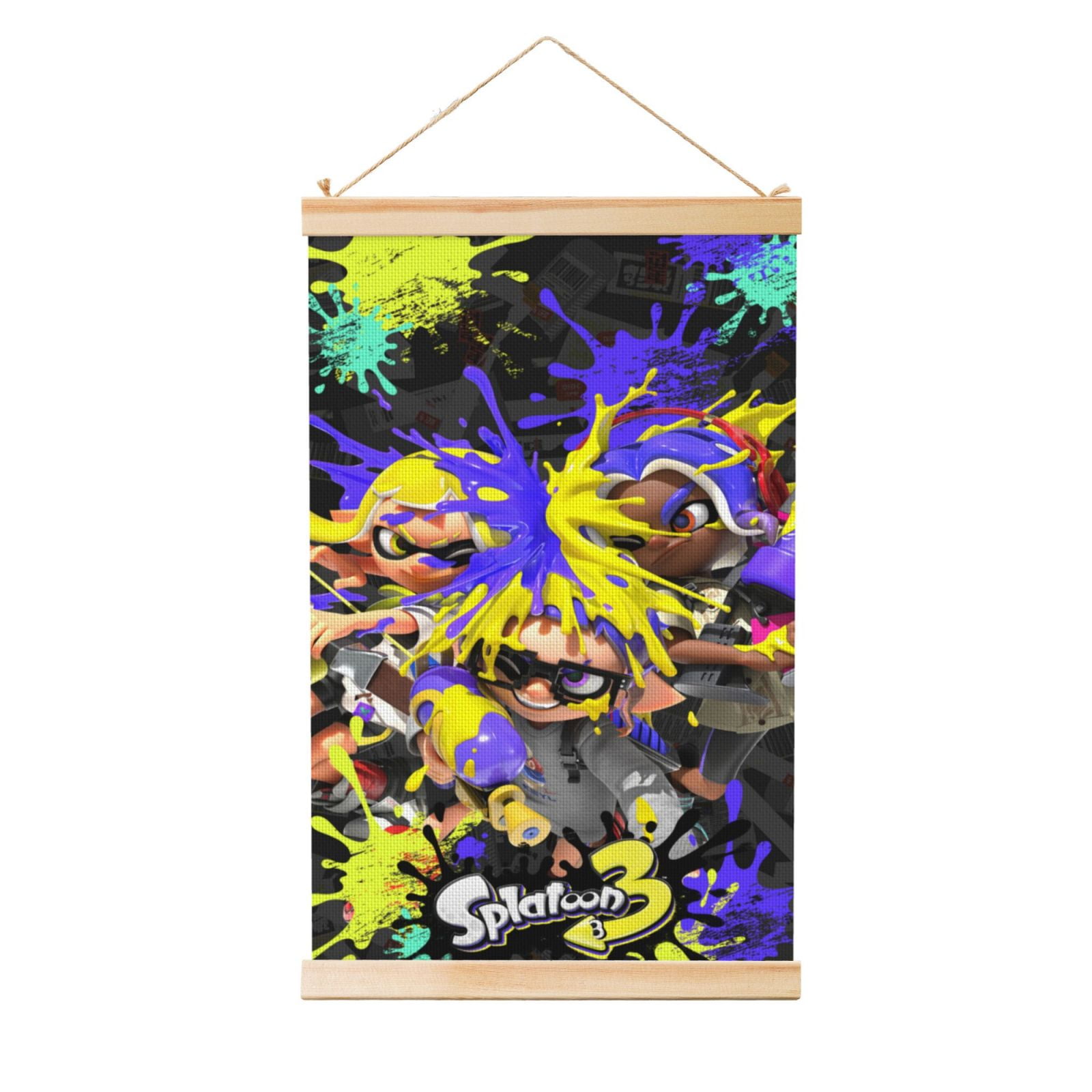 Splatoon Poster Aesthetic Canvas Wooden Shaft Wall Art Hanging Hanger ...