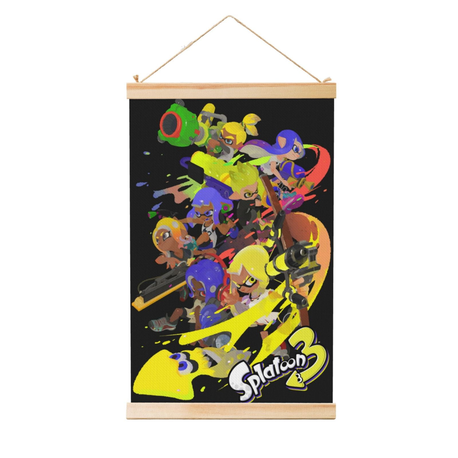 Splatoon Poster Aesthetic Canvas Wooden Shaft Wall Art Hanging Hanger ...