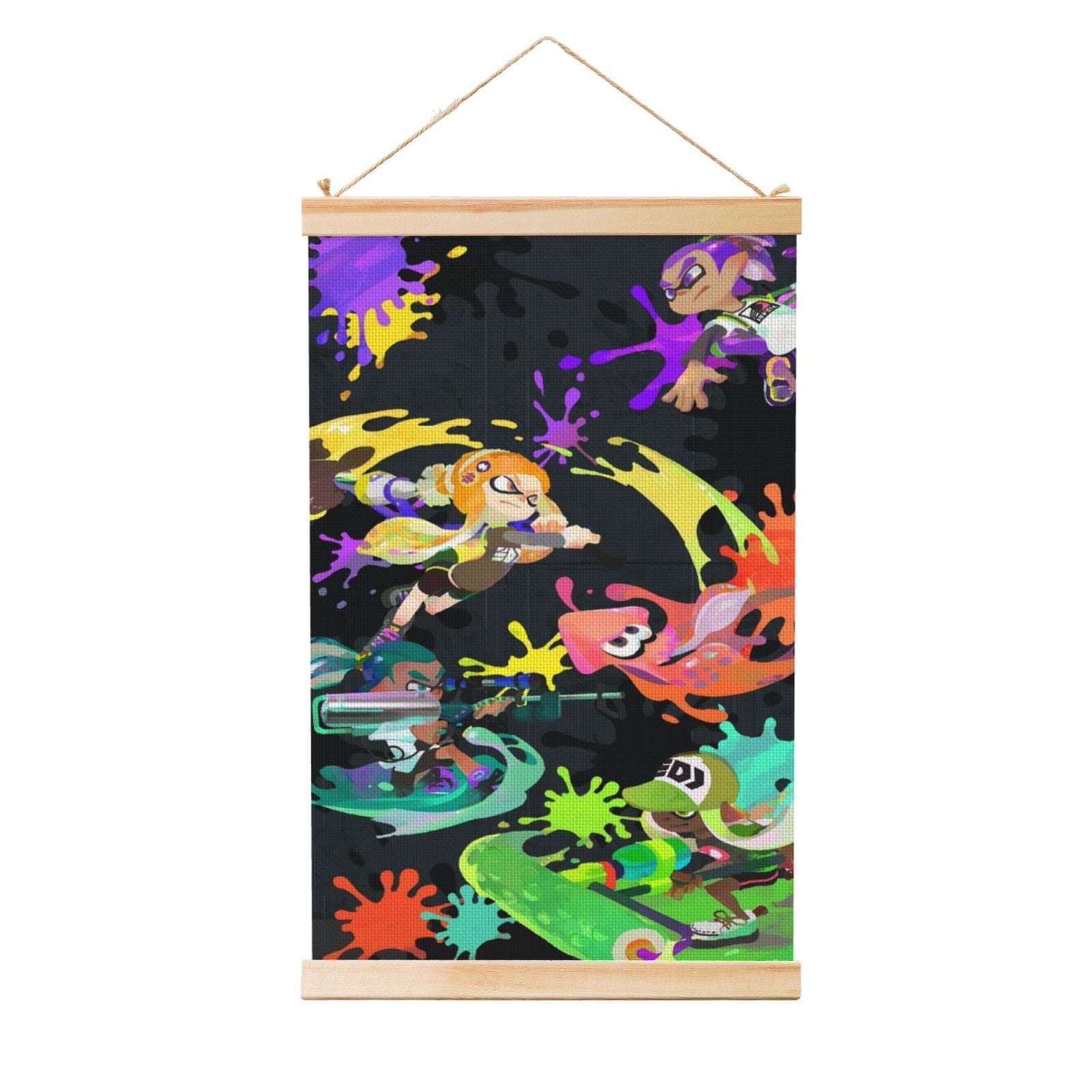 Splatoon Poster Aesthetic Canvas Wooden Shaft Wall Art Hanging Hanger ...