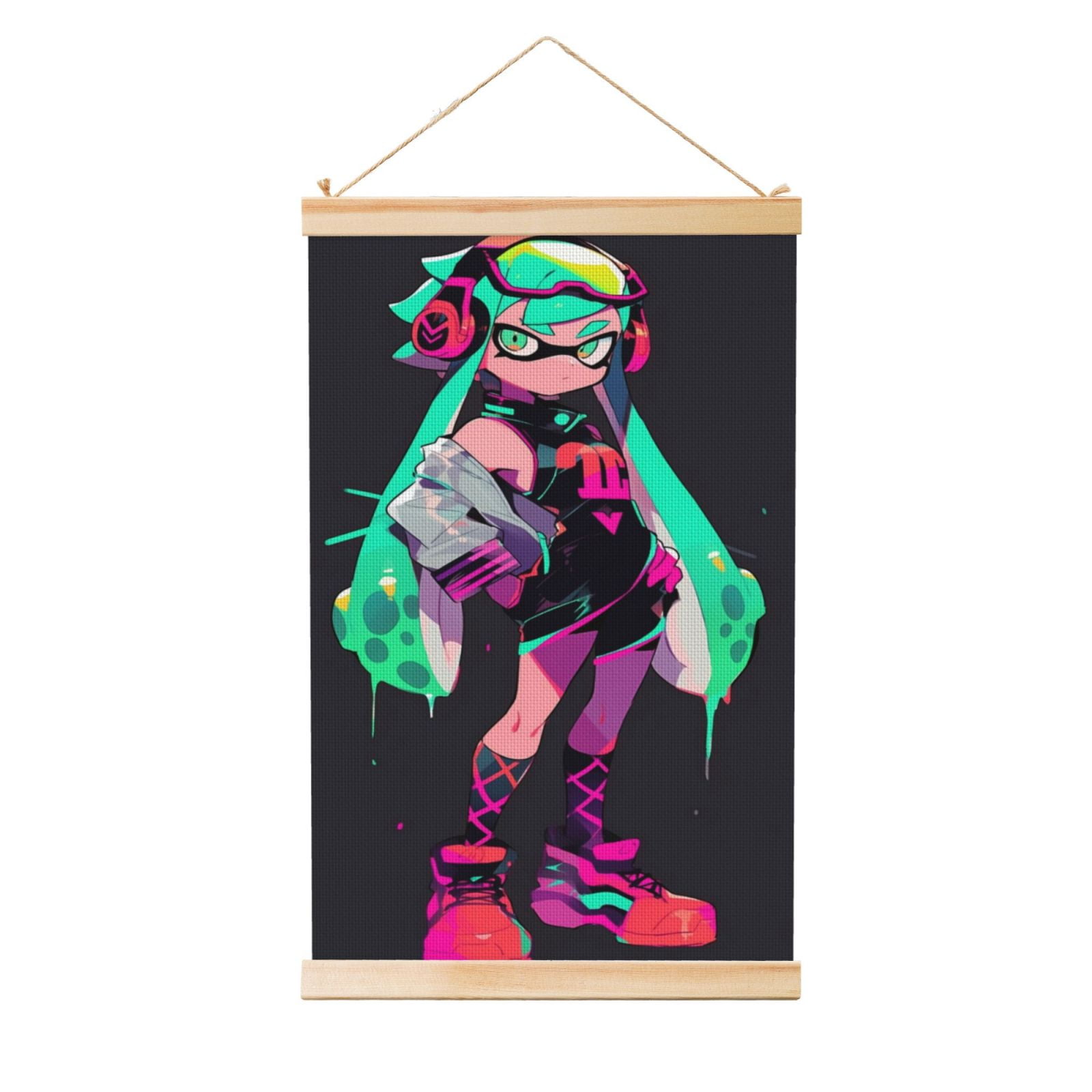 Splatoon Poster Aesthetic Canvas Wooden Shaft Wall Art Hanging Hanger ...