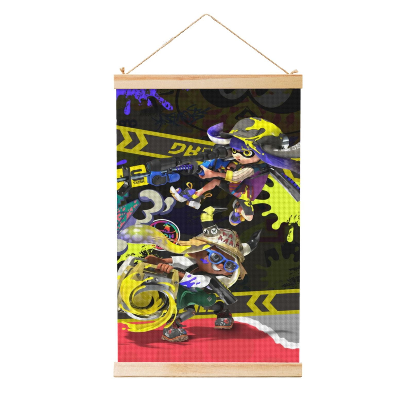 Splatoon Poster Aesthetic Canvas Wooden Shaft Wall Art Hanging Hanger ...