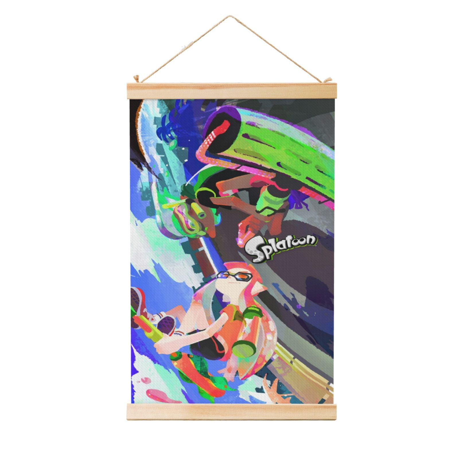 Splatoon Poster Aesthetic Canvas Wooden Shaft Wall Art Hanging Hanger ...