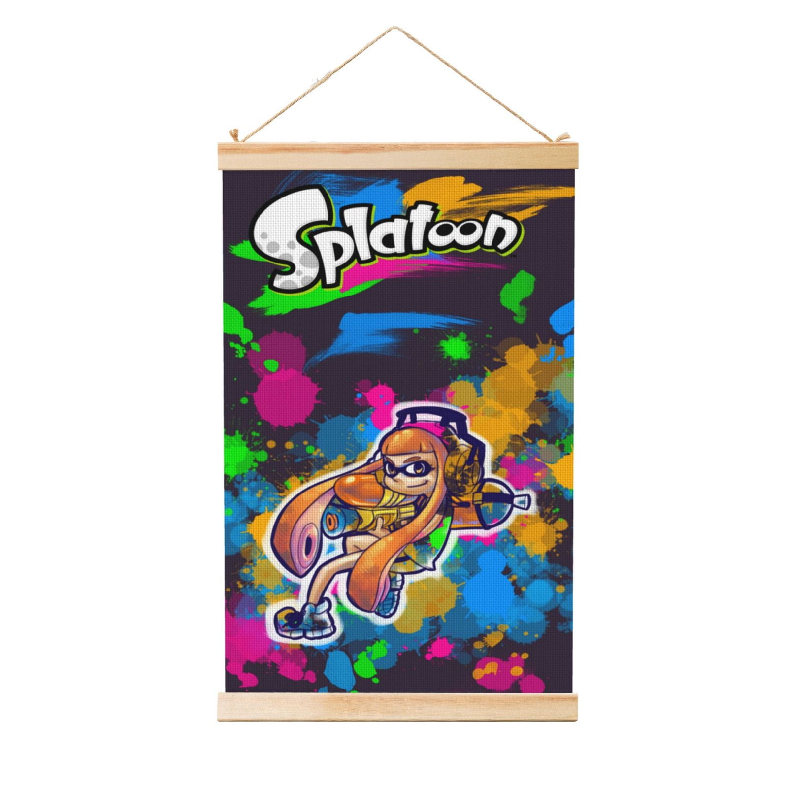 Splatoon Poster Aesthetic Canvas Wooden Shaft Wall Art Hanging Hanger ...
