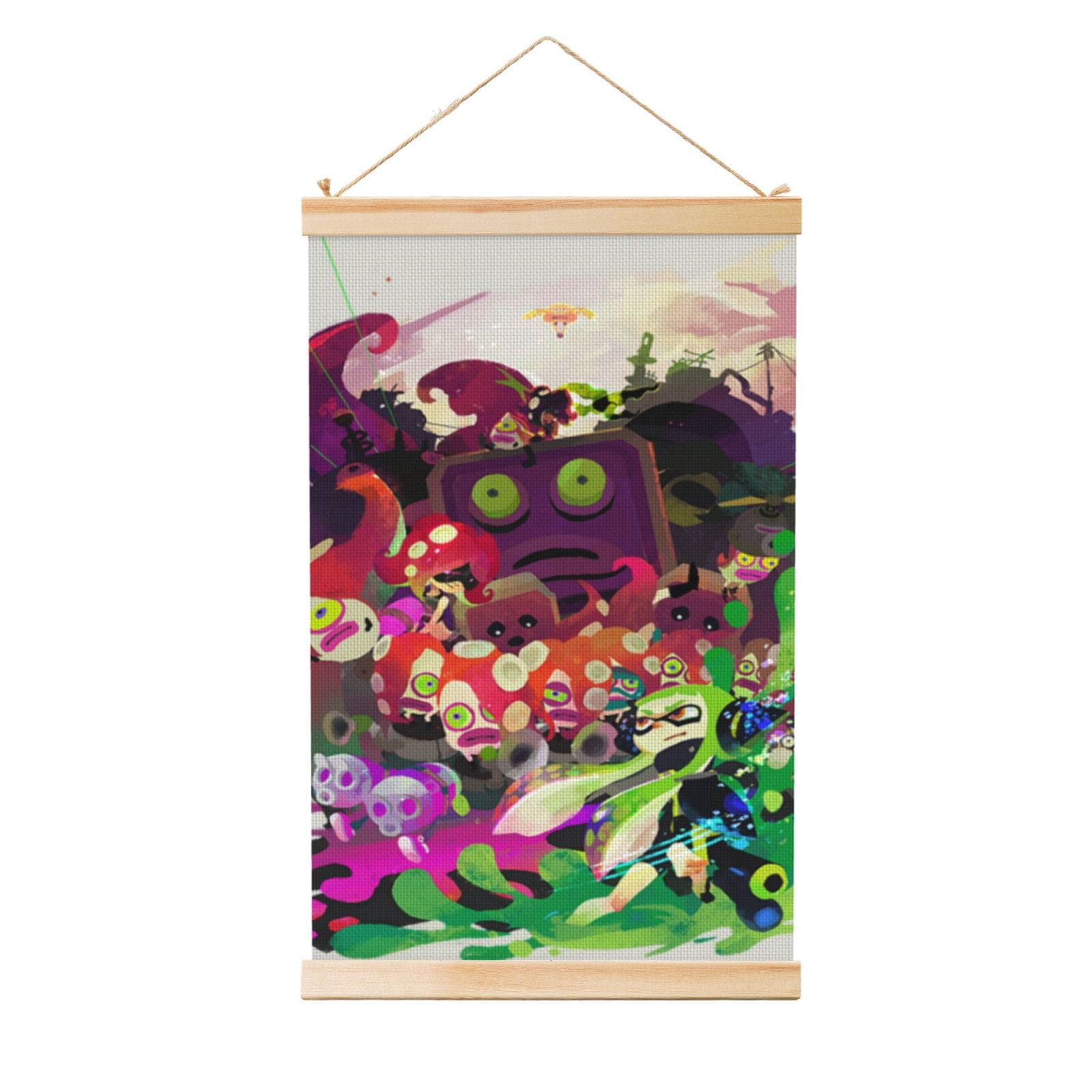 Splatoon Poster Aesthetic Canvas Wooden Shaft Wall Art Hanging Hanger ...