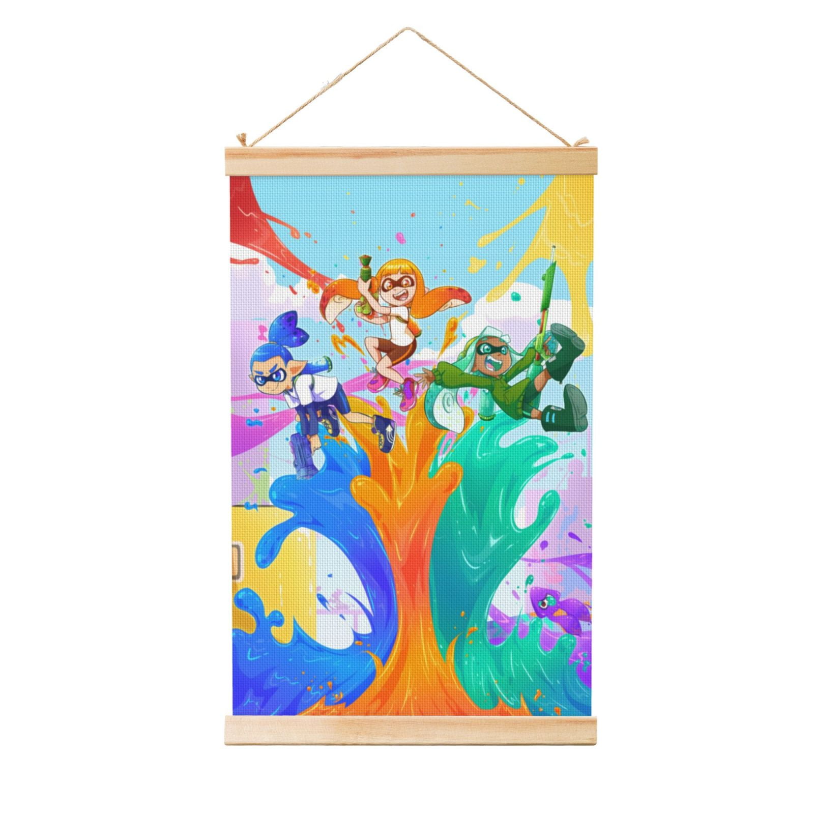 Splatoon Poster Aesthetic Canvas Wooden Shaft Wall Art Hanging Hanger ...