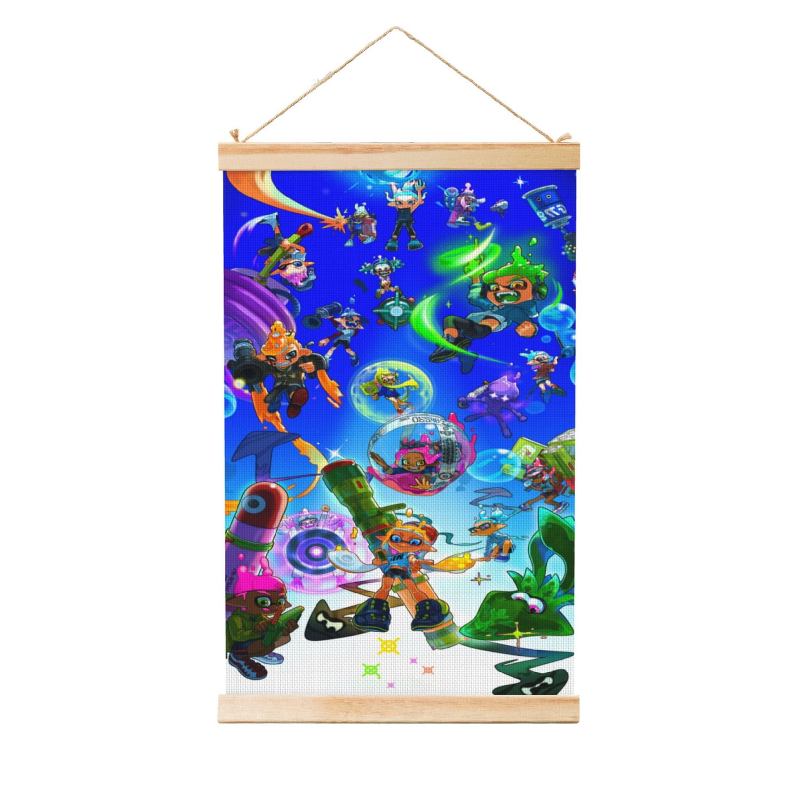 Splatoon Poster Aesthetic Canvas Wooden Shaft Wall Art Hanging Hanger ...