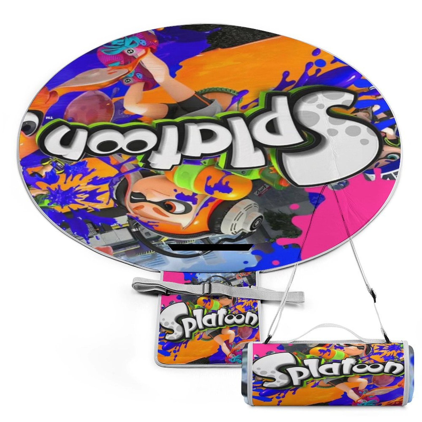 Splatoon Splatter Game Round Picnic Mat Summer Beach Blanket Crawling ...