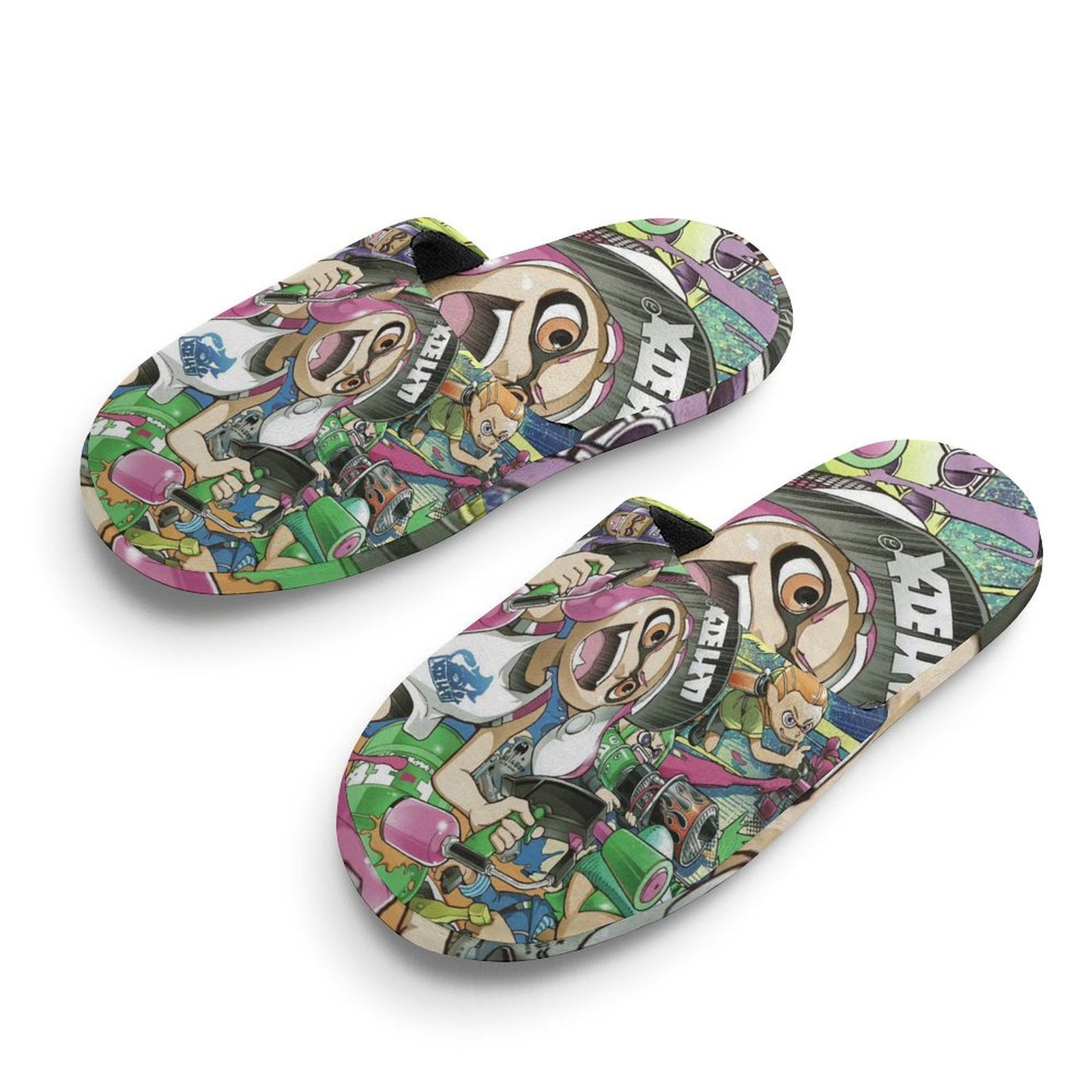Splatoon Squid Ink Kid's Cotton Slippers Flannel Plush Soft Fluffy Warm ...