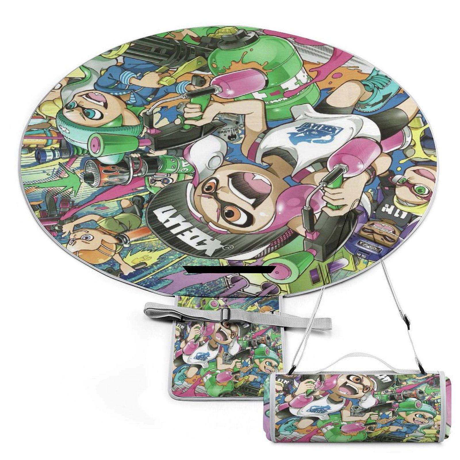 Splatoon Squid Ink Round Picnic Mat Summer Beach Blanket Crawling Mat ...