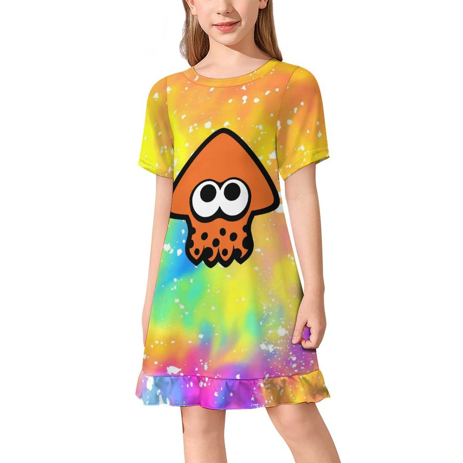 Splatoon Squid Wii Children's Short Sleeved Dress 3D Printed Classical ...