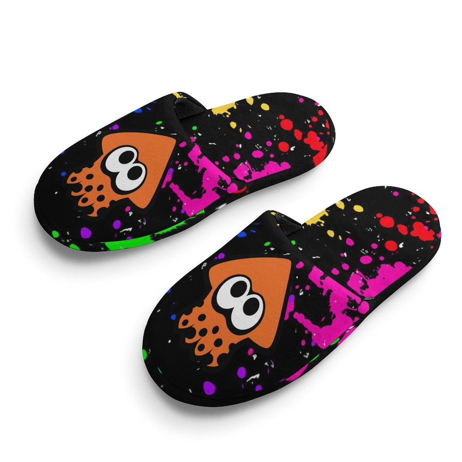 Splatoon Squid Wii Kid's Cotton Slippers Flannel Plush Soft Fluffy Warm ...