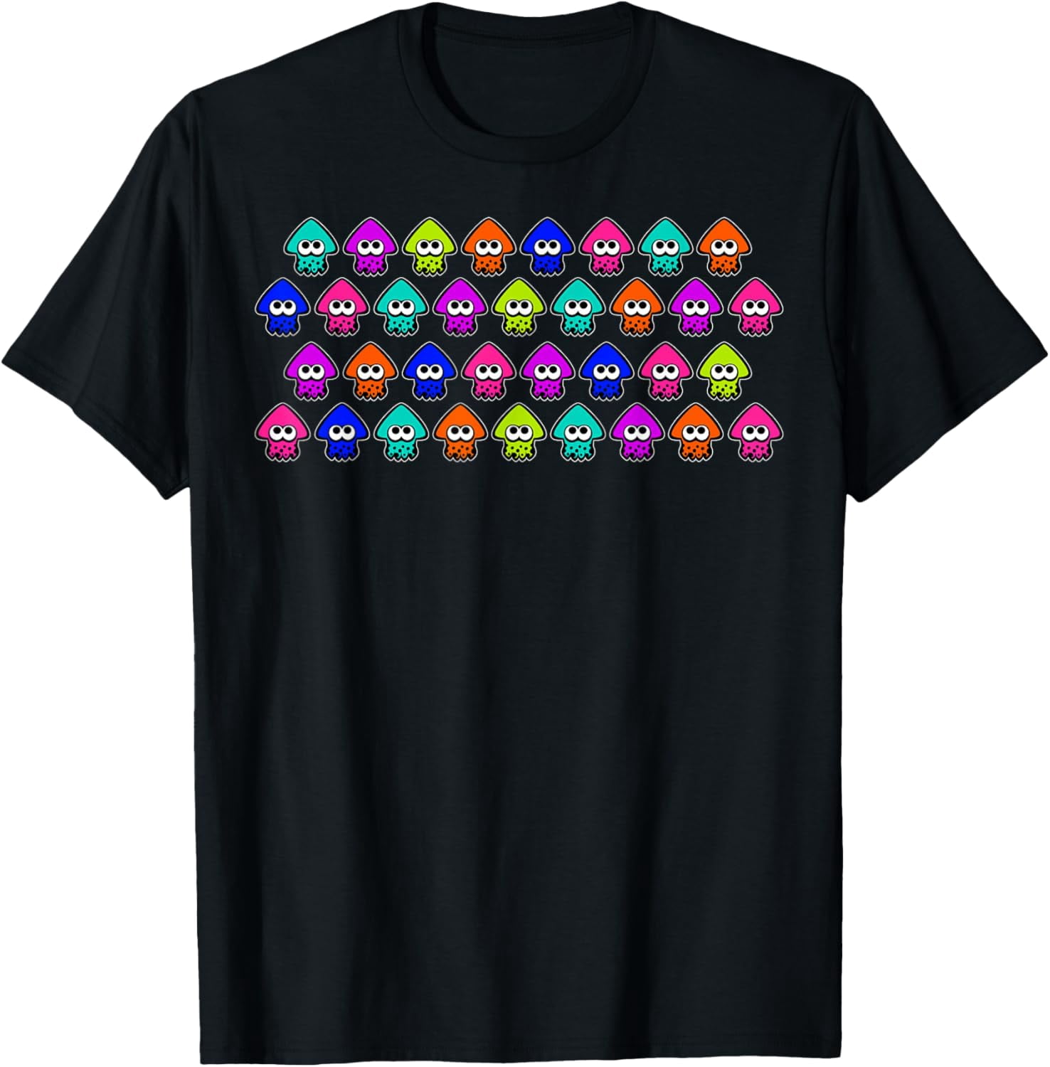 Splatoon T-shirt Splatoon Rainbow Inklings Squid Row Graphic T-Shirt ...