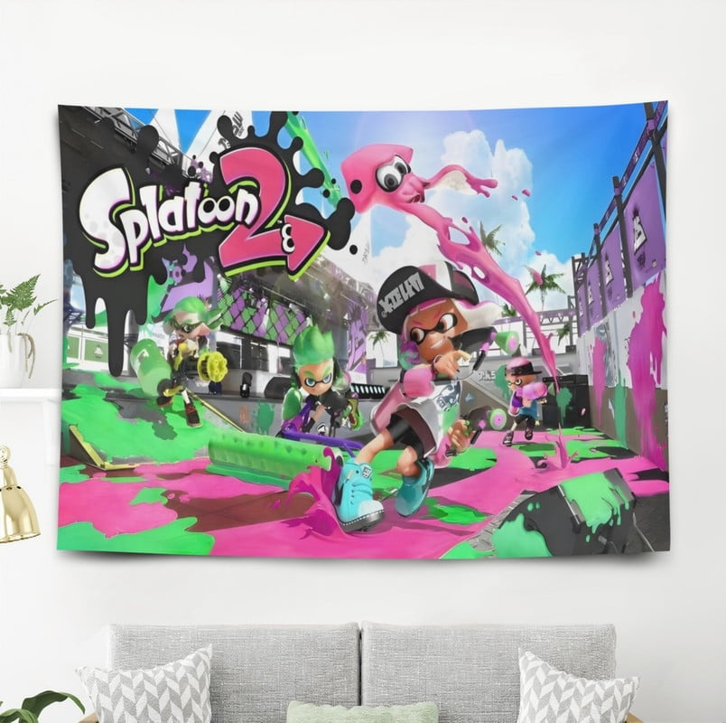 Splatoon pattern wall hanging 50*60 inches high-quality peach skin ...