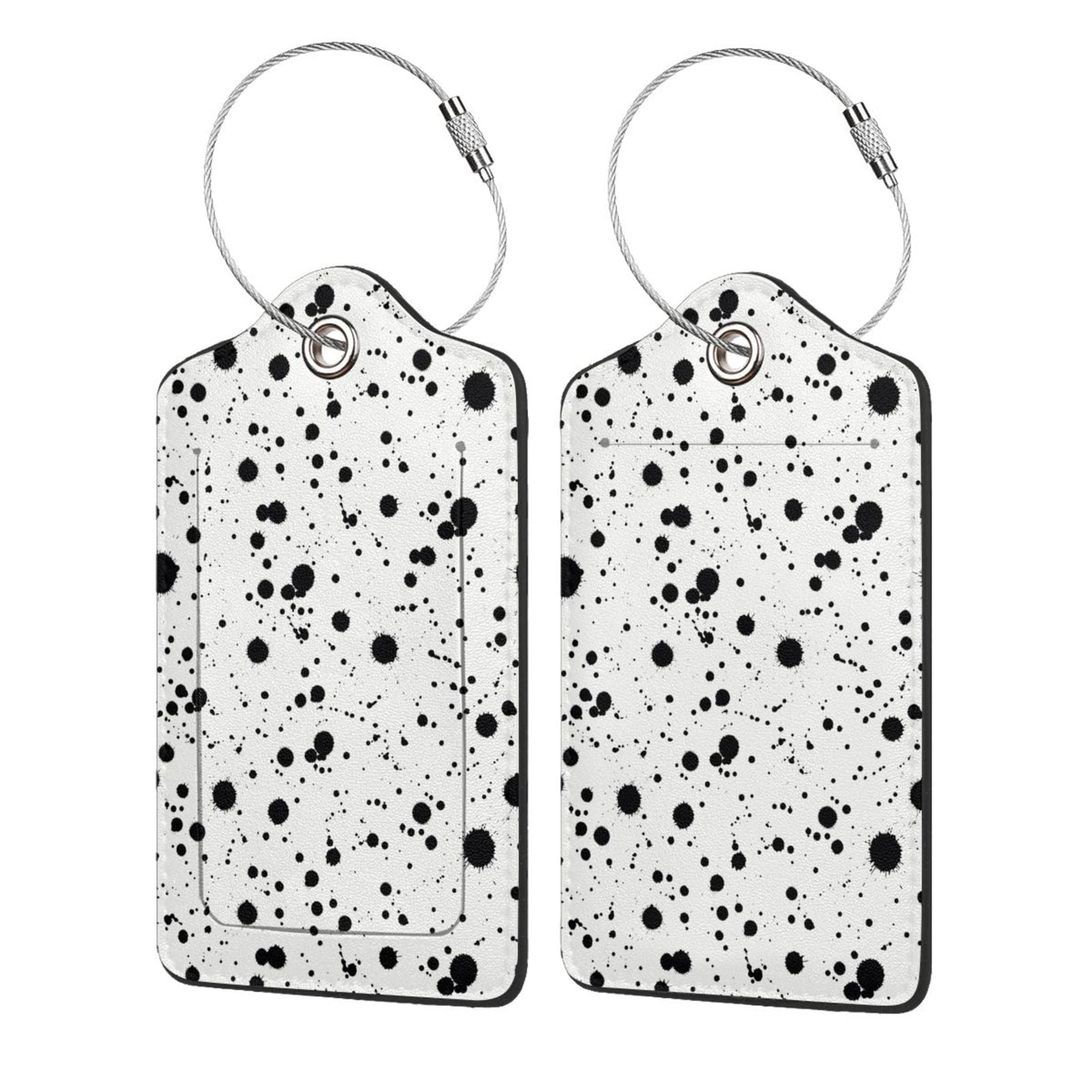 Splatter Black And White Luggage Tags for Suitcase PU Privacy Cover ID ...