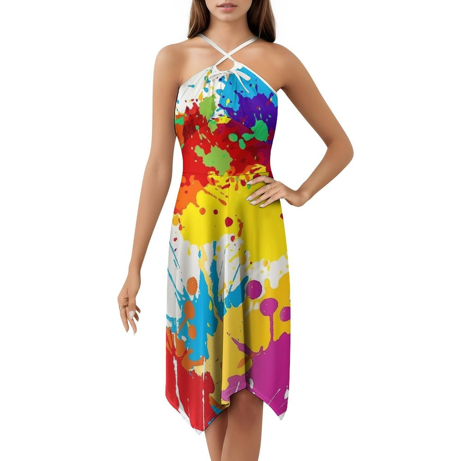 Splatter Color Background Dress Elegant Party Dresses Evening Dresses ...