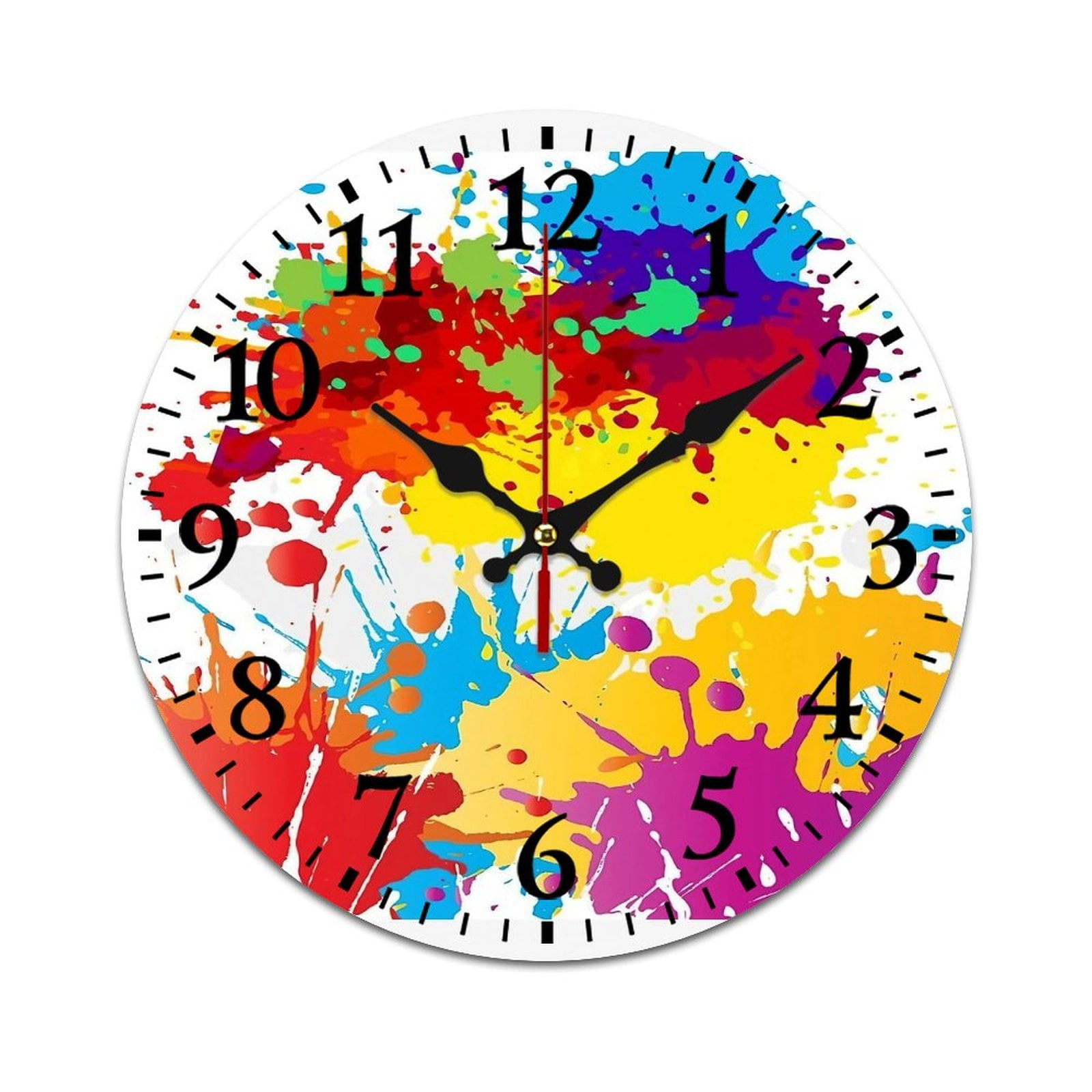 Splatter Color Background Wall Clock Modern Design Clocks Wall Hanging Home Office School Clocks ...