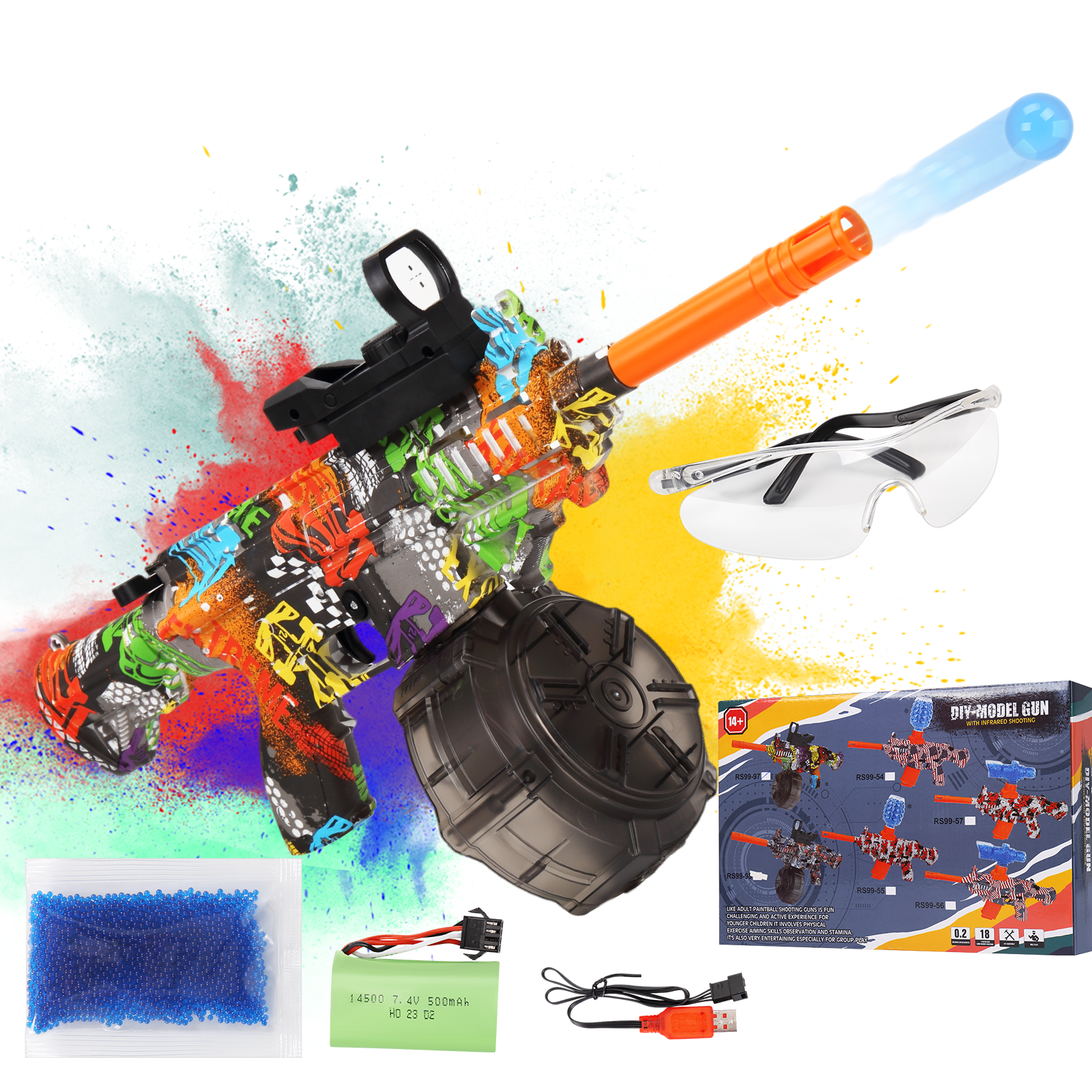 Splatter Gel Ball Blaster with 10,000 Gelly Ball, Goloho Automatic ...