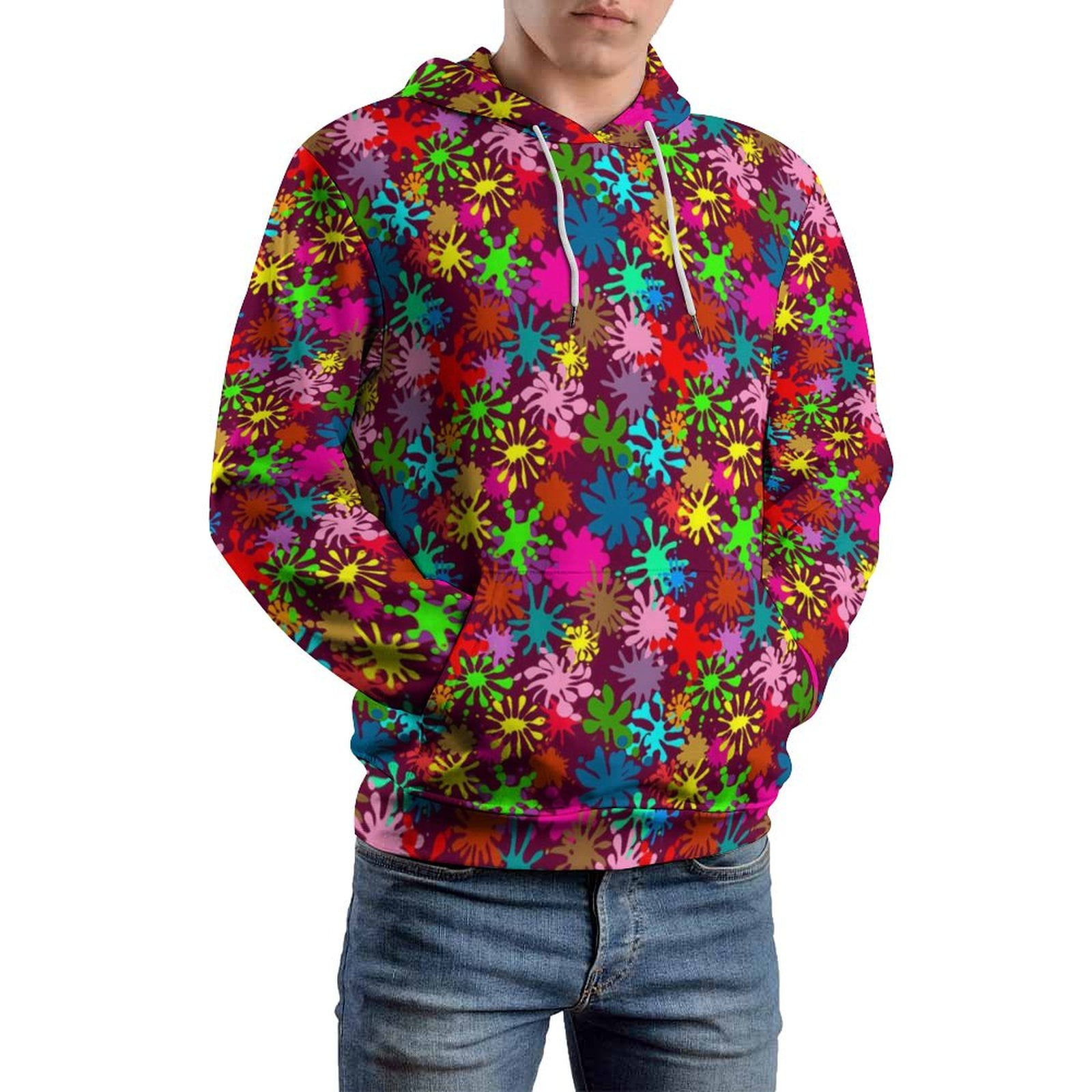 Splatter Print Loose Hoodies Marble Fire Street Fashion Hoodie Unisex ...