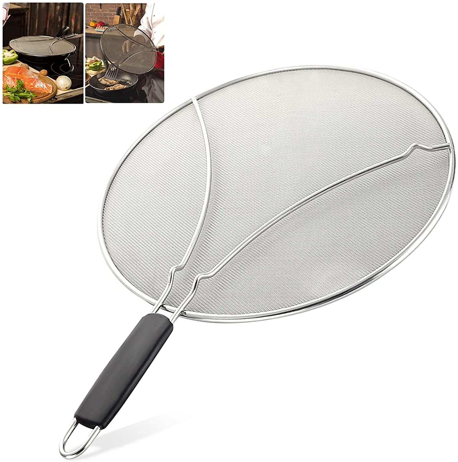 Splatter Screen for Frying Pan, 13inch Stainless Steel Ultra Fine Mesh ...