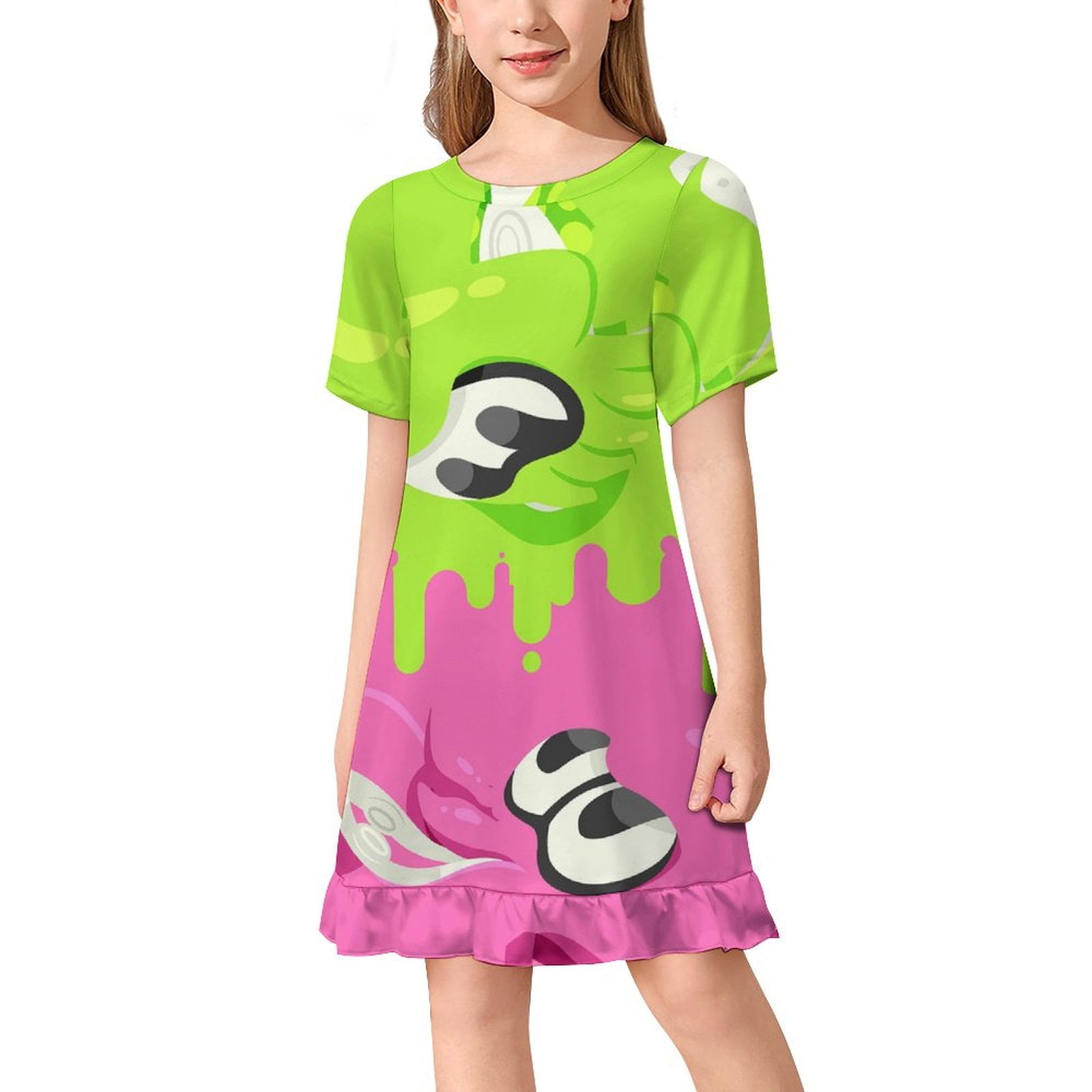 Splatter Splatoon Squid Children's Short Sleeved Dress 3D Printed ...