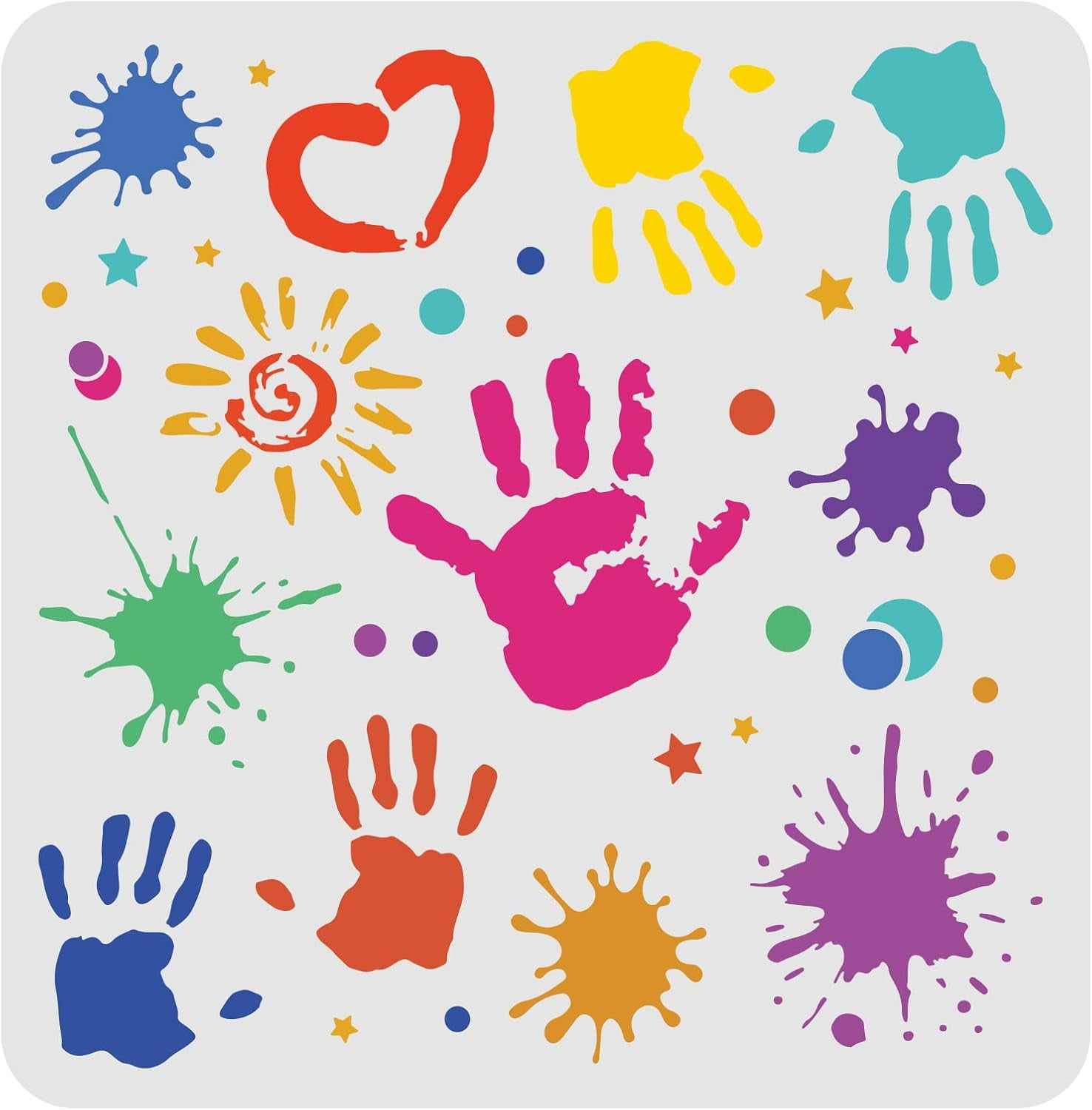 Splatter Stencil 11.8x11.8inch Plastic Dots Handprint Painting Template ...