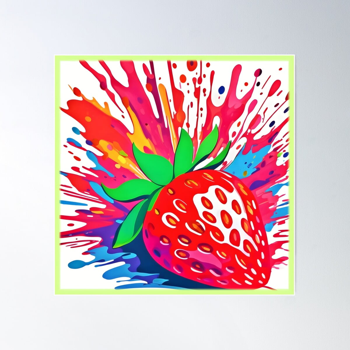 Splatter Strawberry Splash Poster Wall Art, Modern Wall Decor For ...