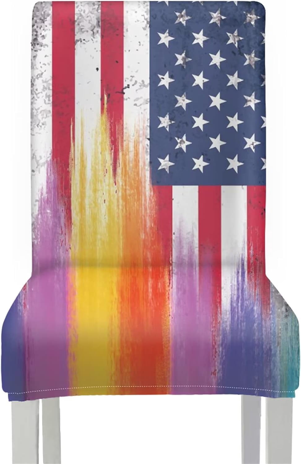 Splatter Tie Dye American Flag Print Chair Covers Patriotic Dining Room ...