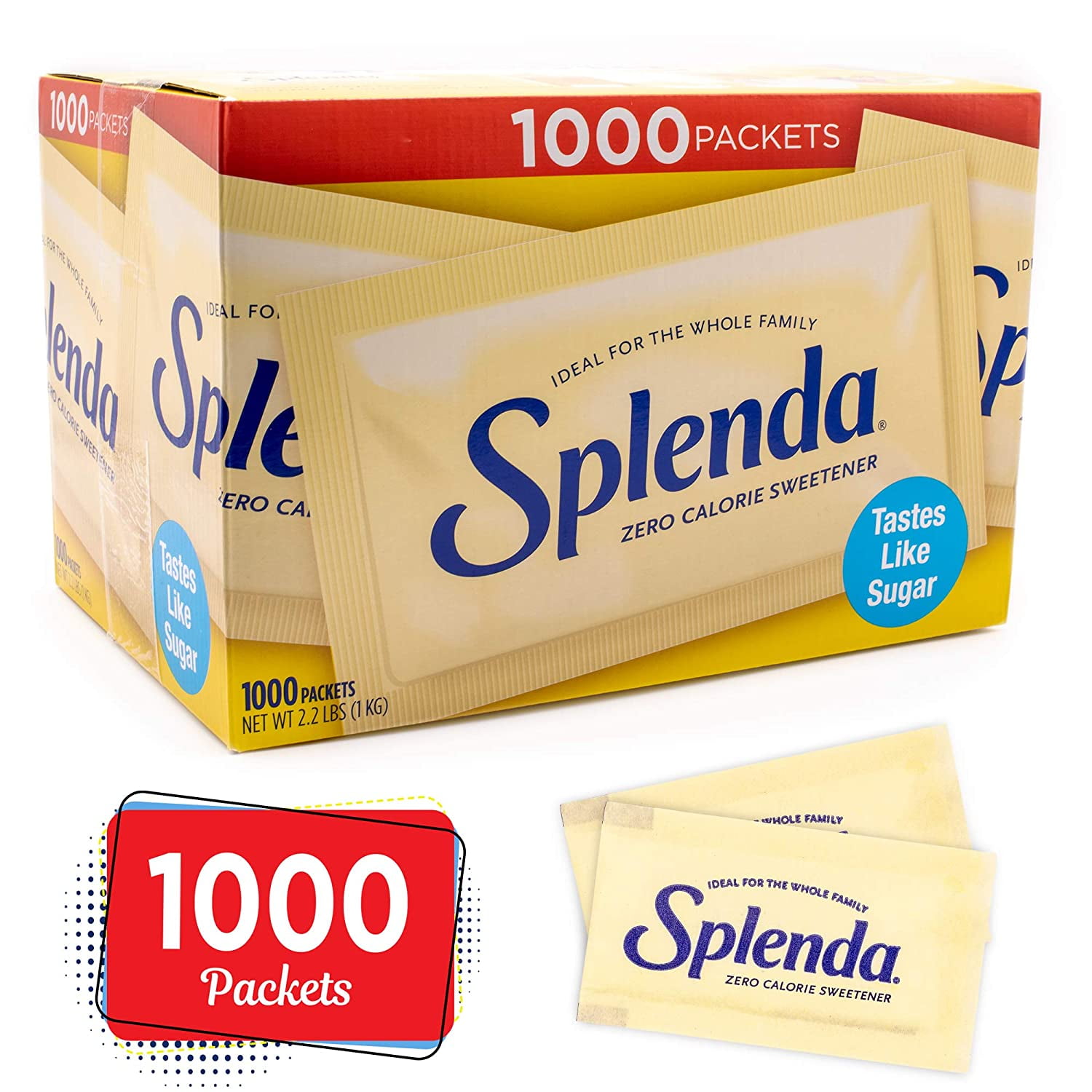 Splenda No Calorie Sweetener Value Pack, 1000 Individual Packets, 2.2 ...