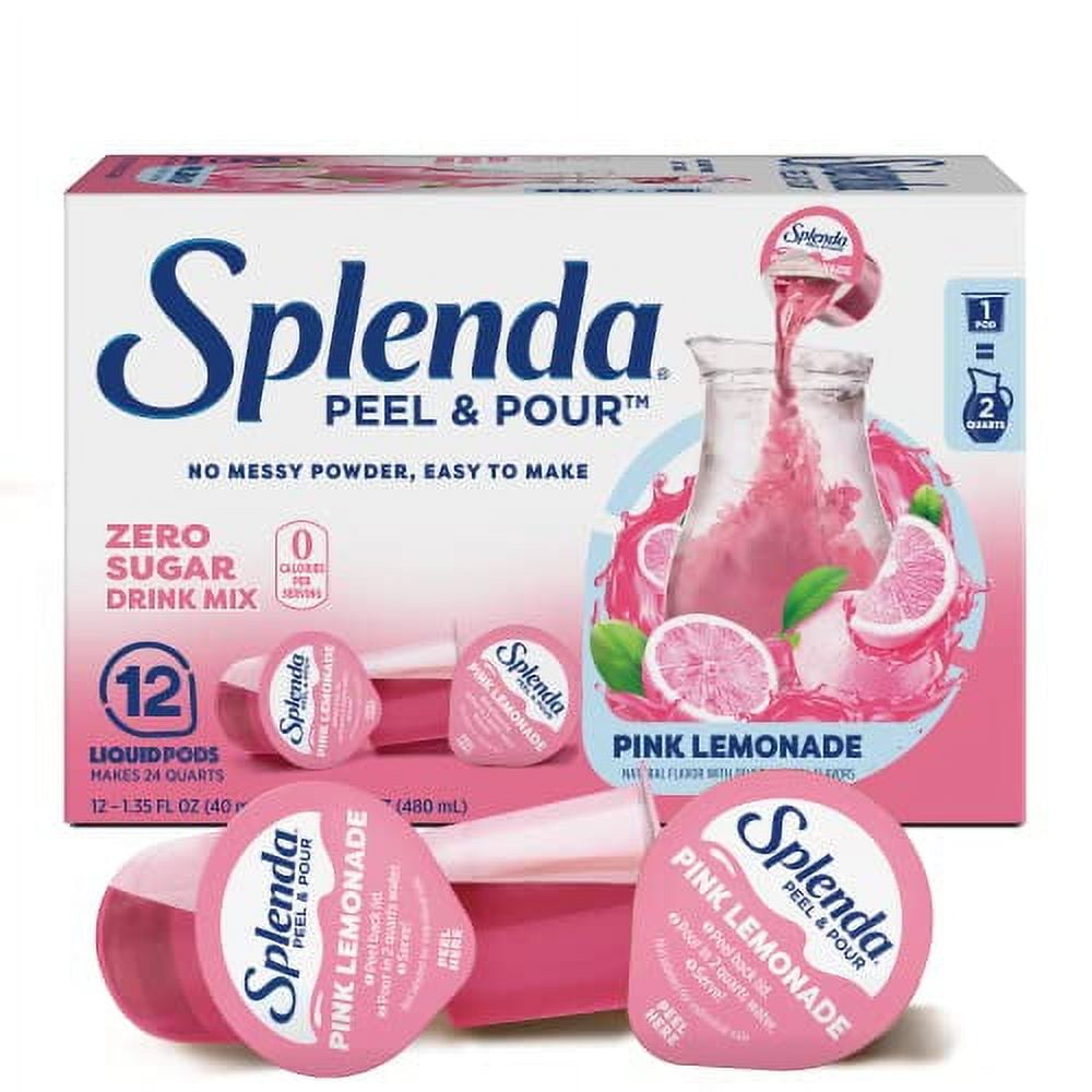 Splenda Peel and Pour Zero Calorie Drink Mix, Pink Lemonade, Naturally ...