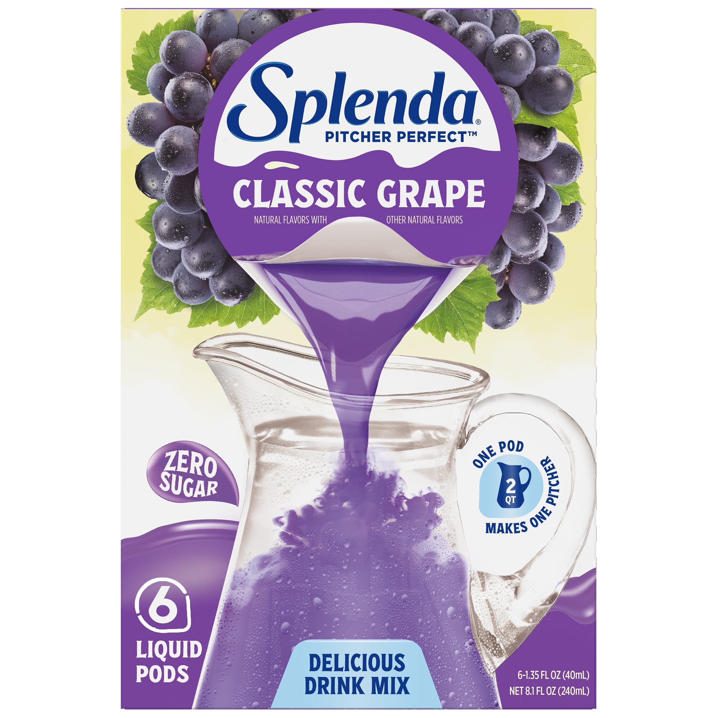 Splenda Pitcher Perfect Zero Sugar Drink Mix, Classic Grape, 6 Liquid ...