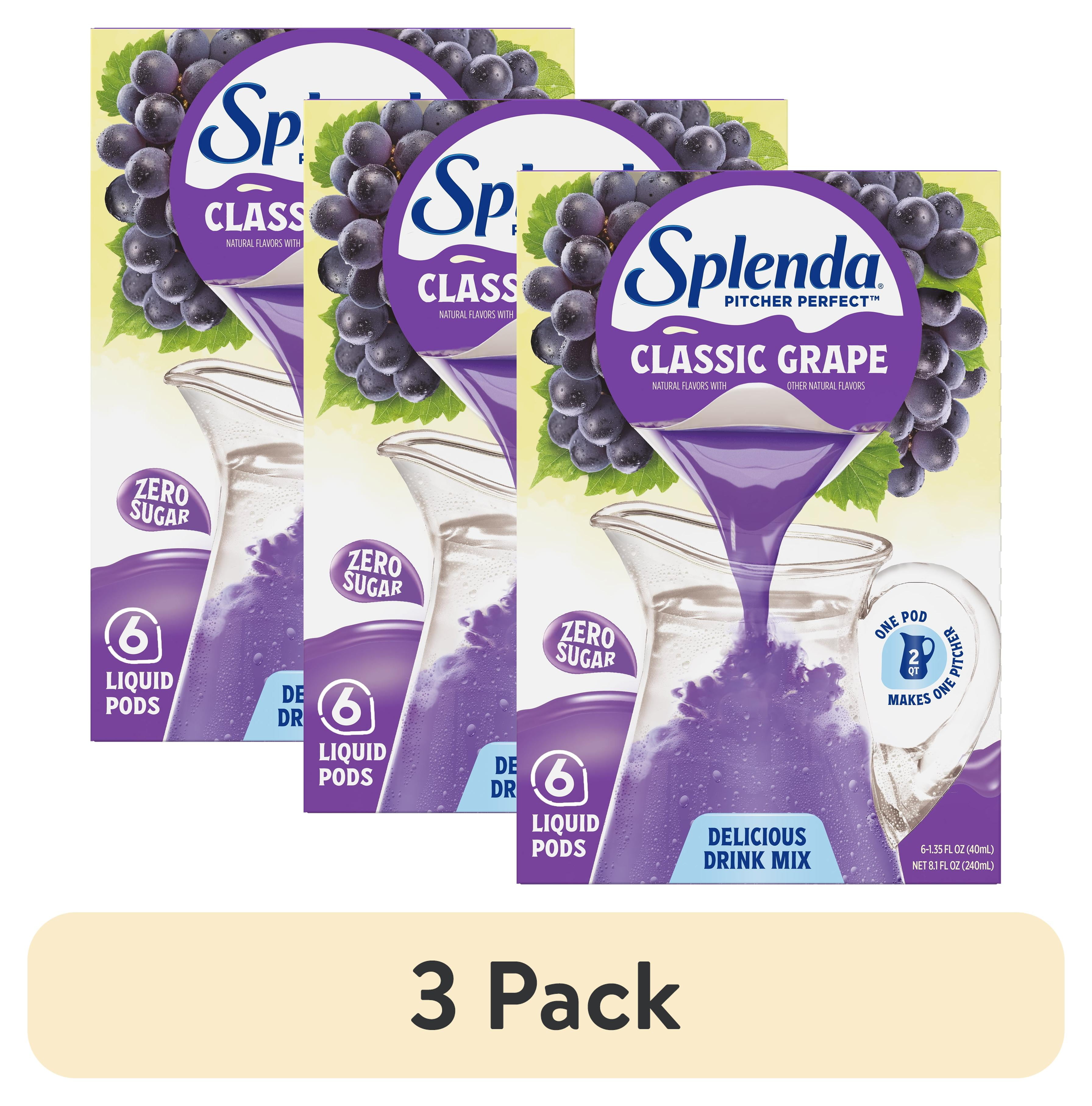 (3 pack) Splenda Pitcher Perfect Zero Sugar Drink Mix, Classic Grape, 6 ...