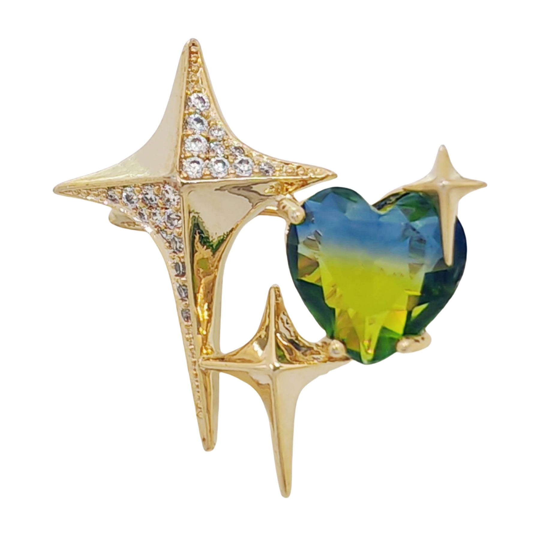 Splendid Gold Metal Four-Point Star and Aurora Heart Lapel Pin for ...