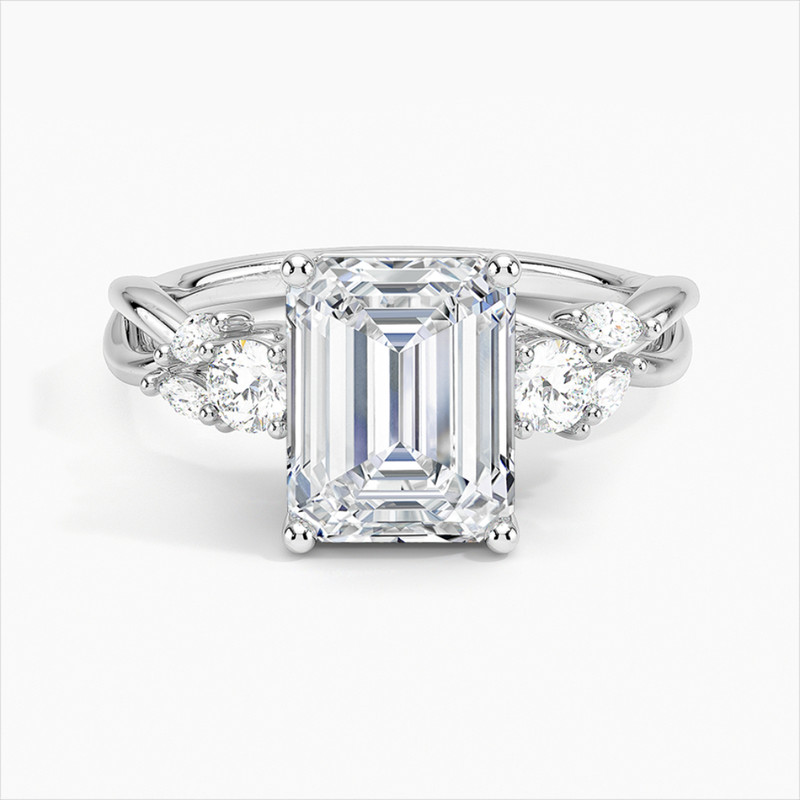 Splendid Jewel 14K White Gold Over Rings - 2.1 Ct Emerald Cut Diamond ...