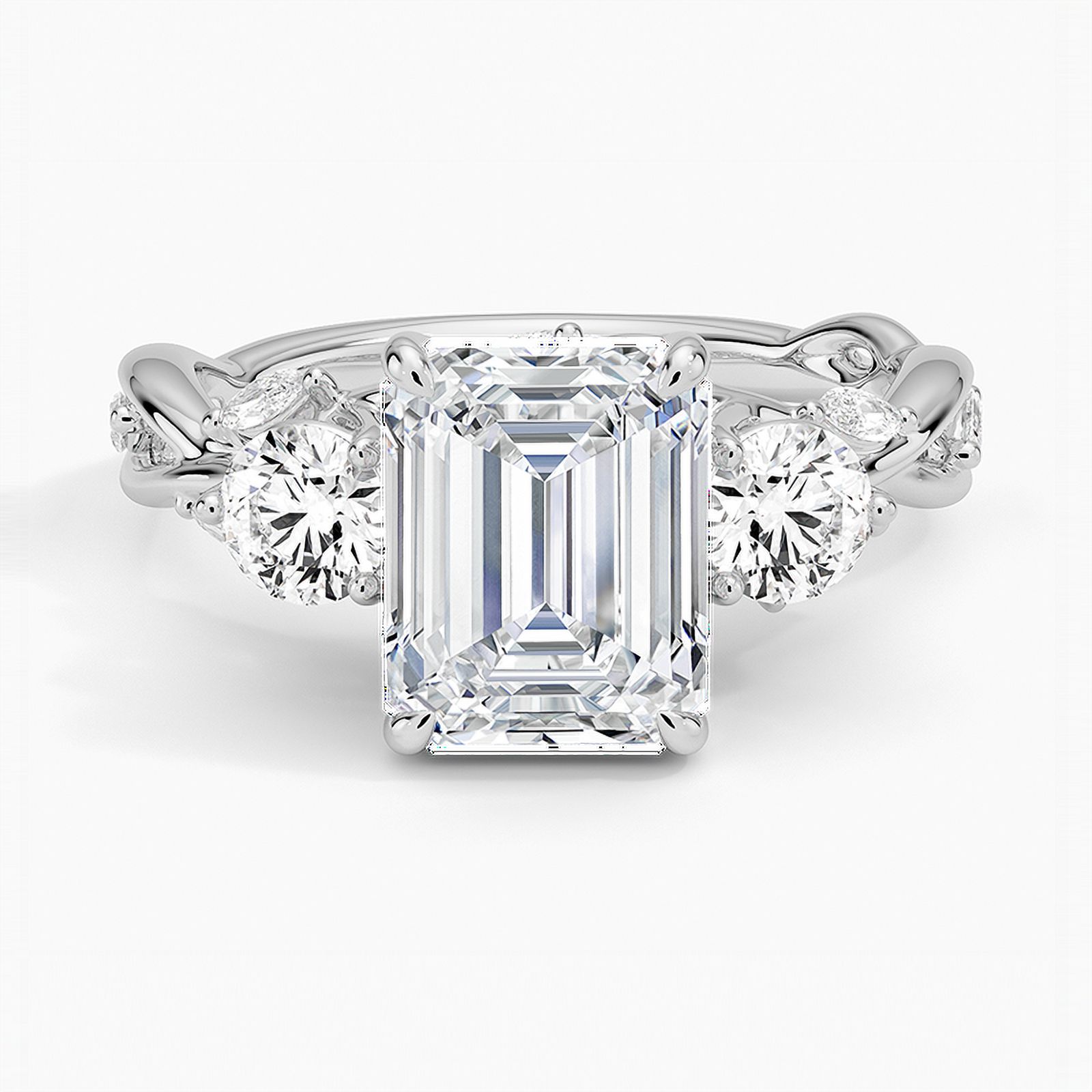Splendid Jewel 14K White Gold Over Rings - 2.3 Ct Emerald Cut Diamond ...