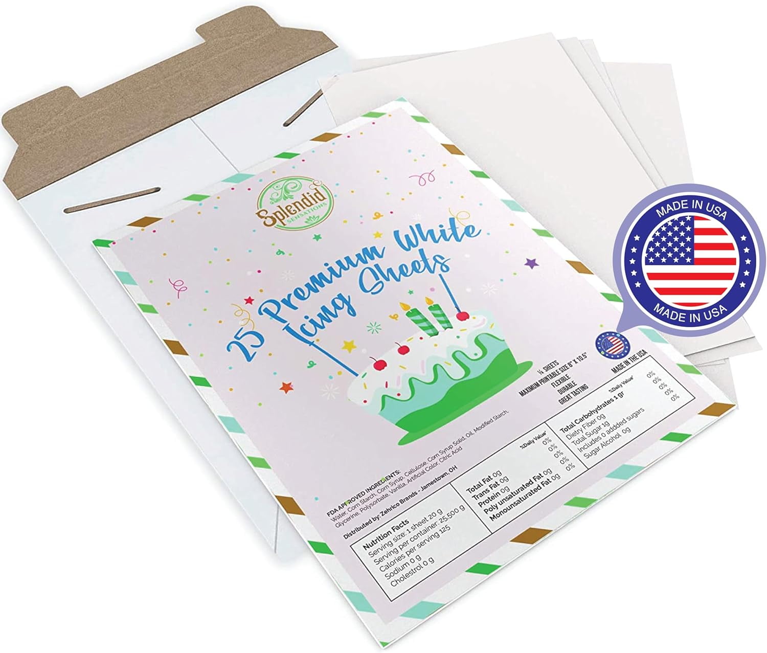 Splendid Sensations - 25 Count Edible Paper, Sugar Paper, Wafer Paper Edible Sheets, Frosting ...