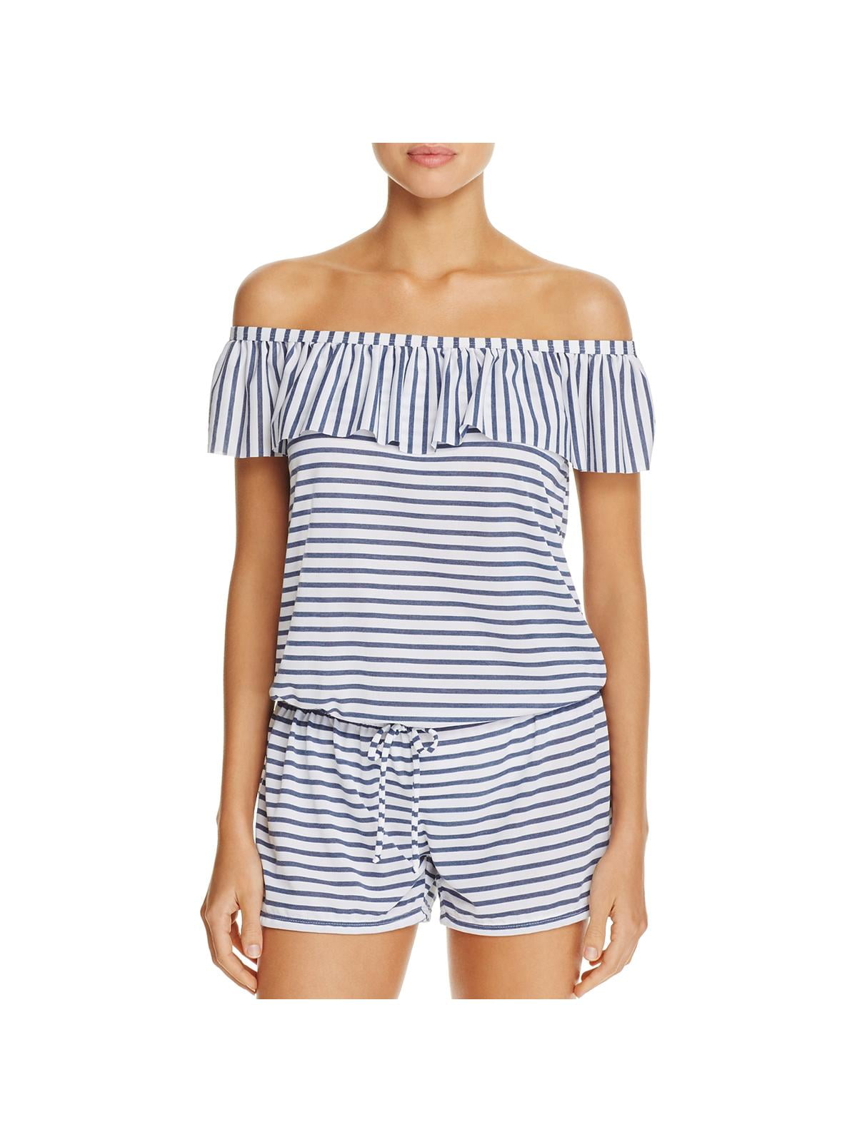 Splendid Womens Striped Off-The-Shoulder Romper - Walmart.com